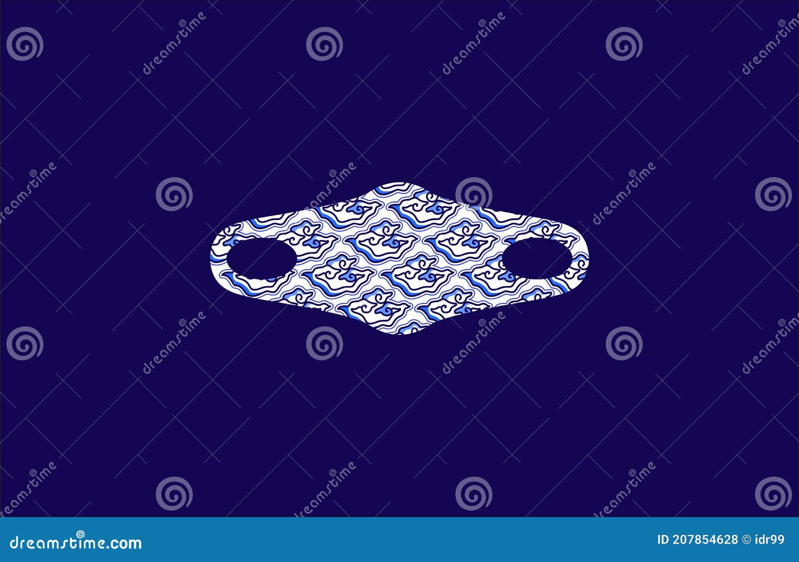 Medical Mask with Batik Pattern Vector Illustration Stock Illustration ...