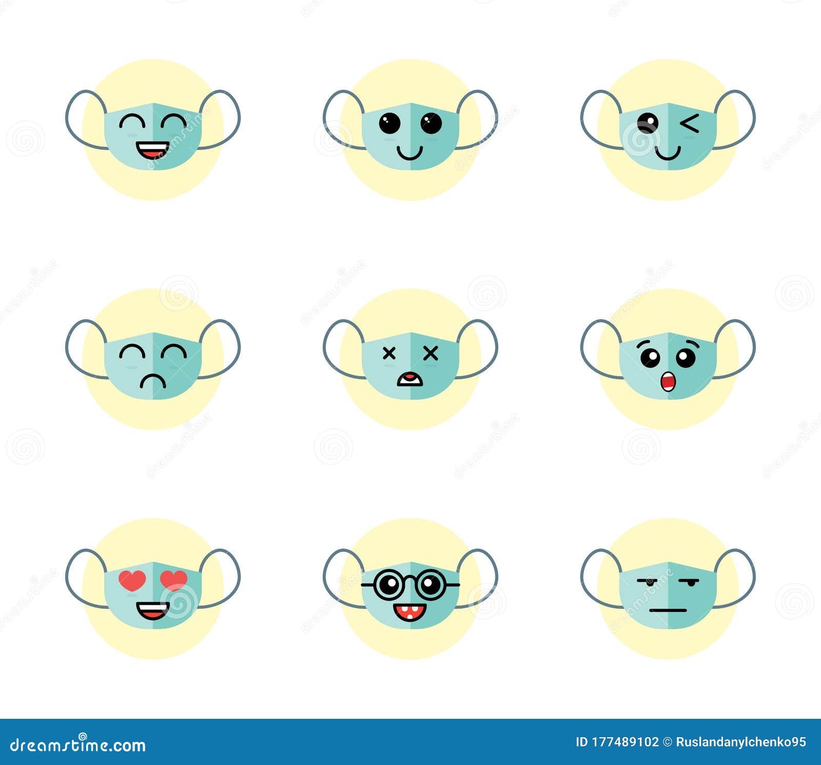 Medical Mask with Emotions. Vector Illustration Stock Vector ...