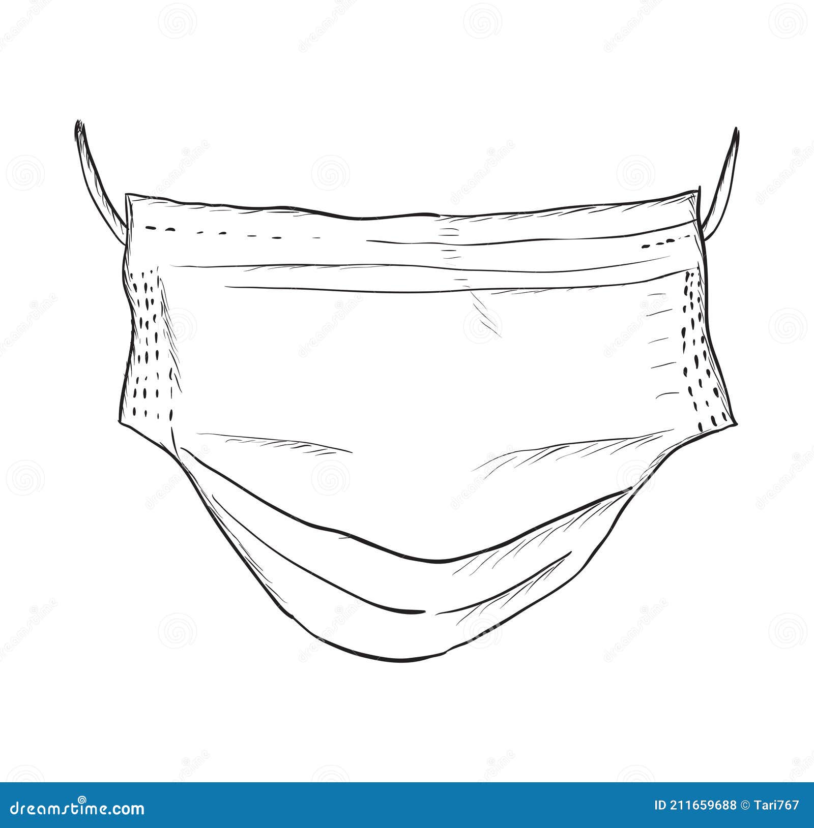 Medical Mask Hand Drawn Sketch. Vector Illustration EPS8 Stock Vector ...