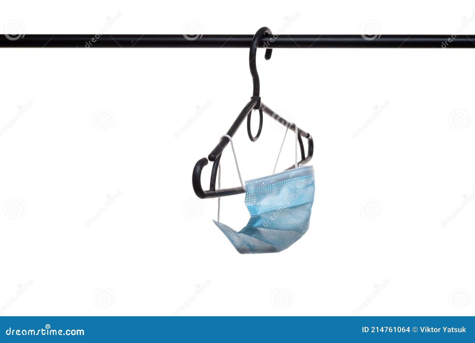 Medical Mask Hanging on Clothes Hangers. Medical Mask Isolate. Side ...