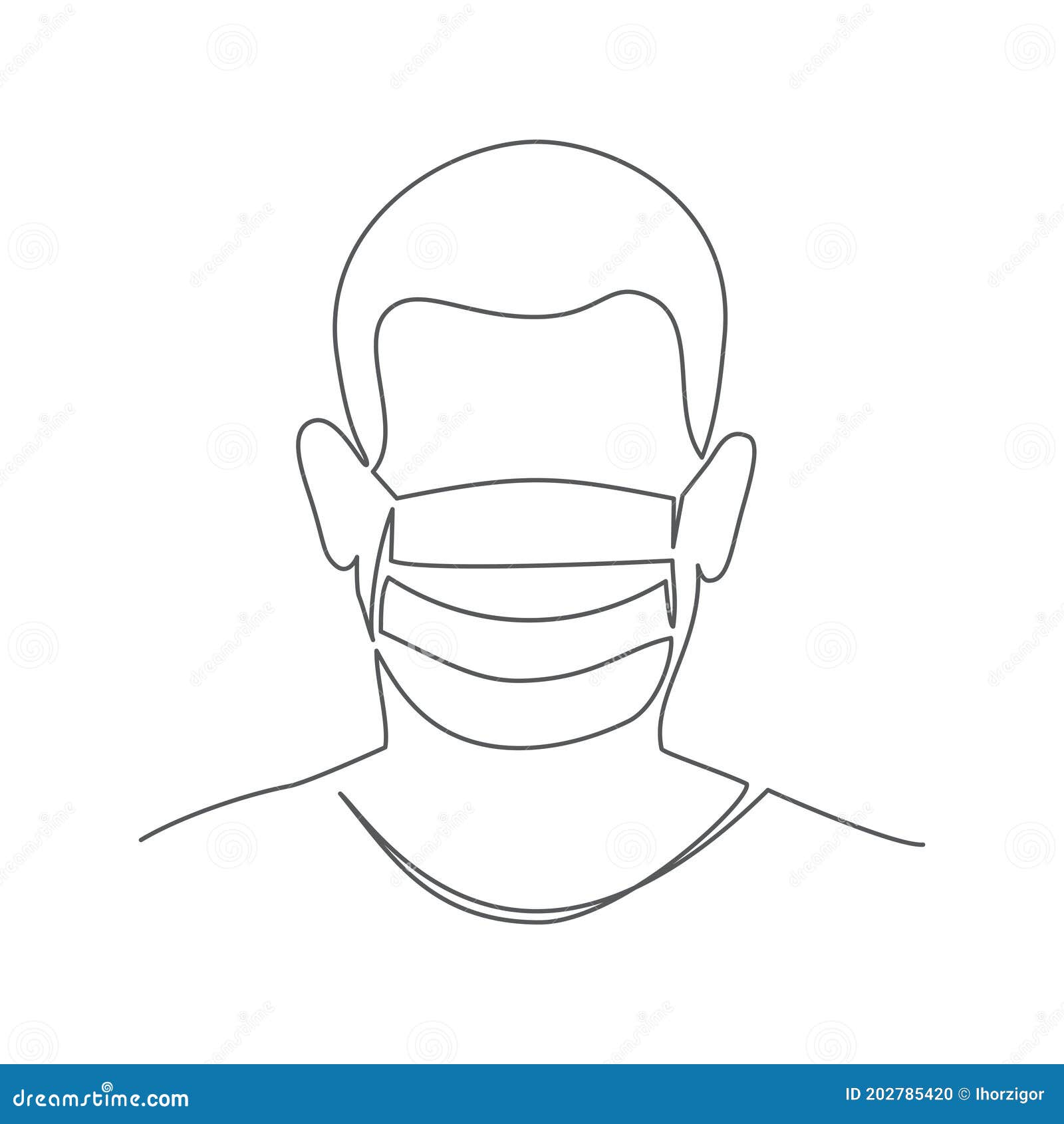 Medical Mask One Line Drawing Vector Medical Mask in Line Style on ...