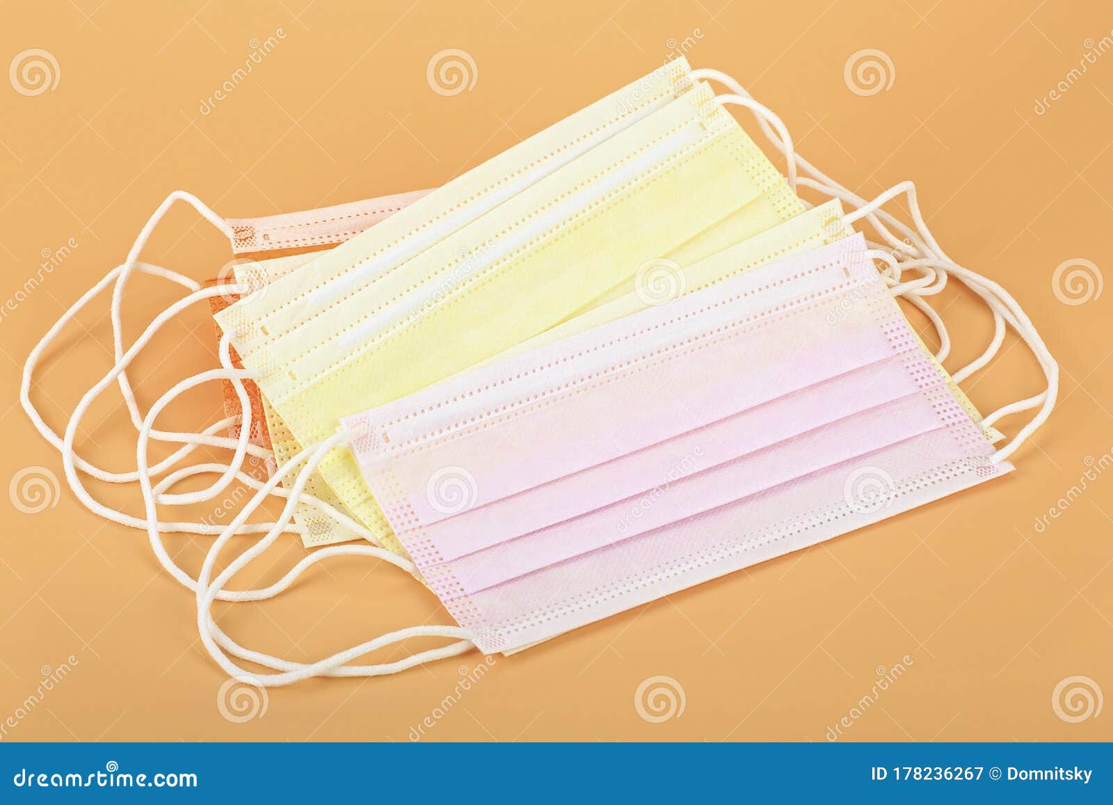 Medical Mask. Medical Protective Masks on Brown Background Stock Image ...