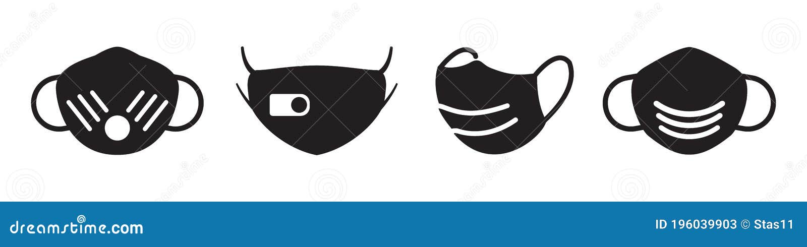 Medical Mask Vector Icons Collection in Simple Design Stock Vector ...