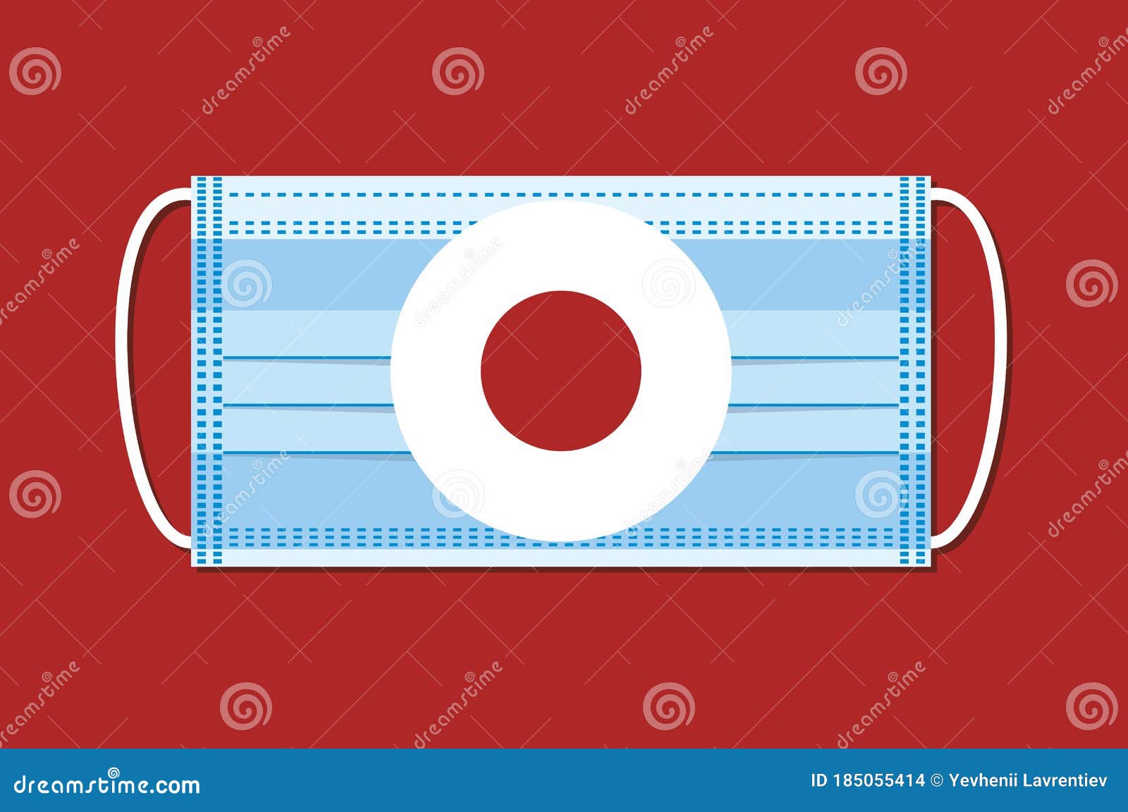 Medical Mask Vector with a Round Flag of Japan on a Blue Background ...