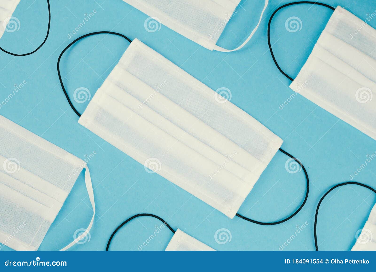 Medical Masks Pattern Background White Masks on Blue Background Stock ...