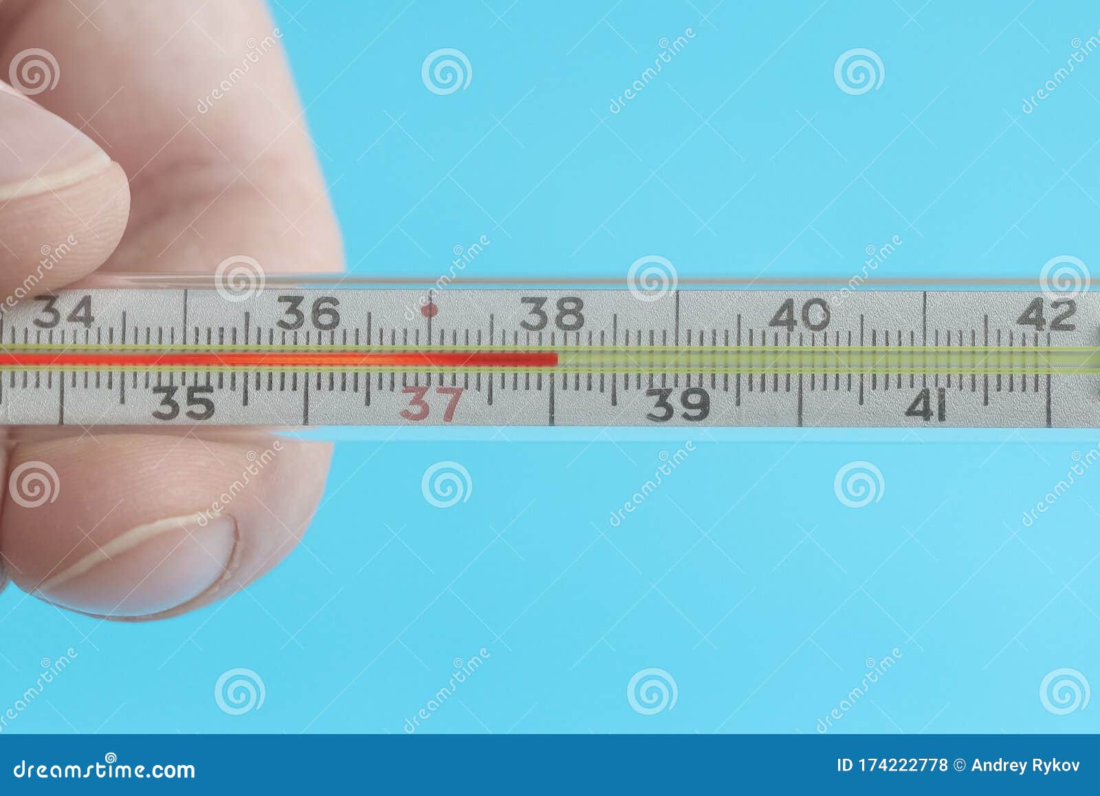 Medical Mercury Thermometer Showing The Temperature Of 38 °c Stock