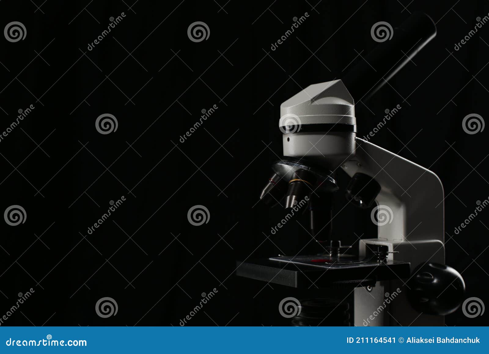 Medical Microscope on Black Background Stock Image - Image of lens ...