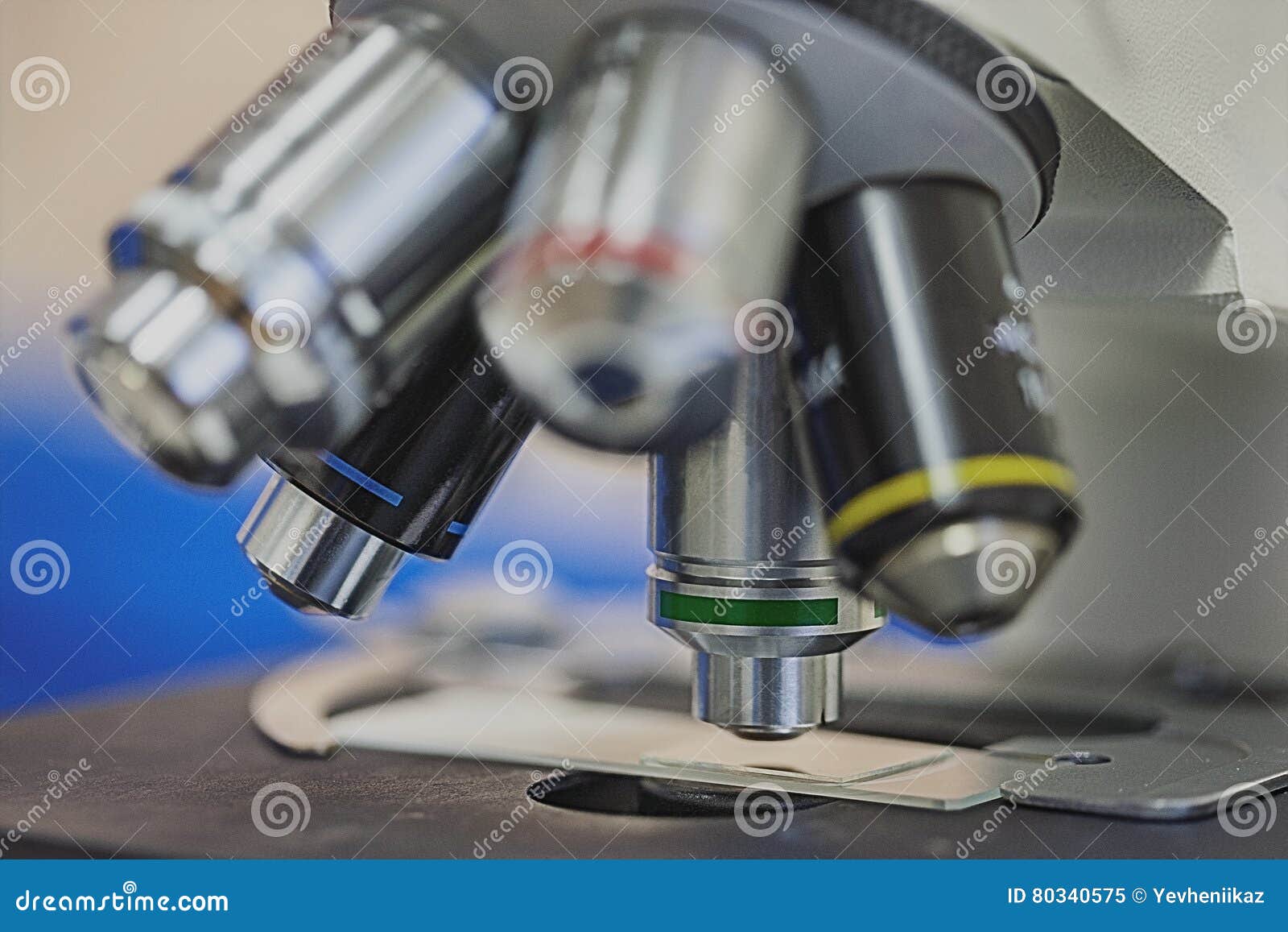 Medical Microscope and the Inspection Glass Stock Image - Image of ...