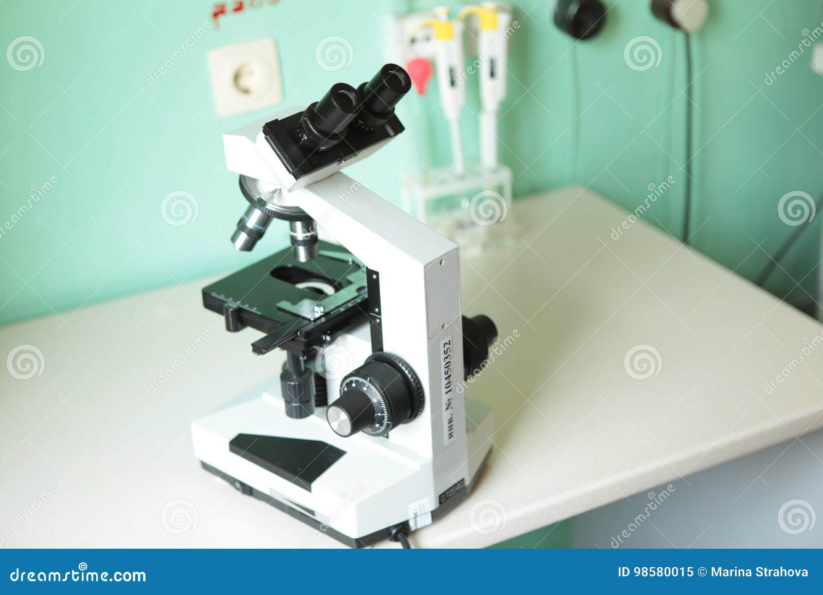 Medical Microscope and Test Tubes on the Lab Table . Stock Image ...