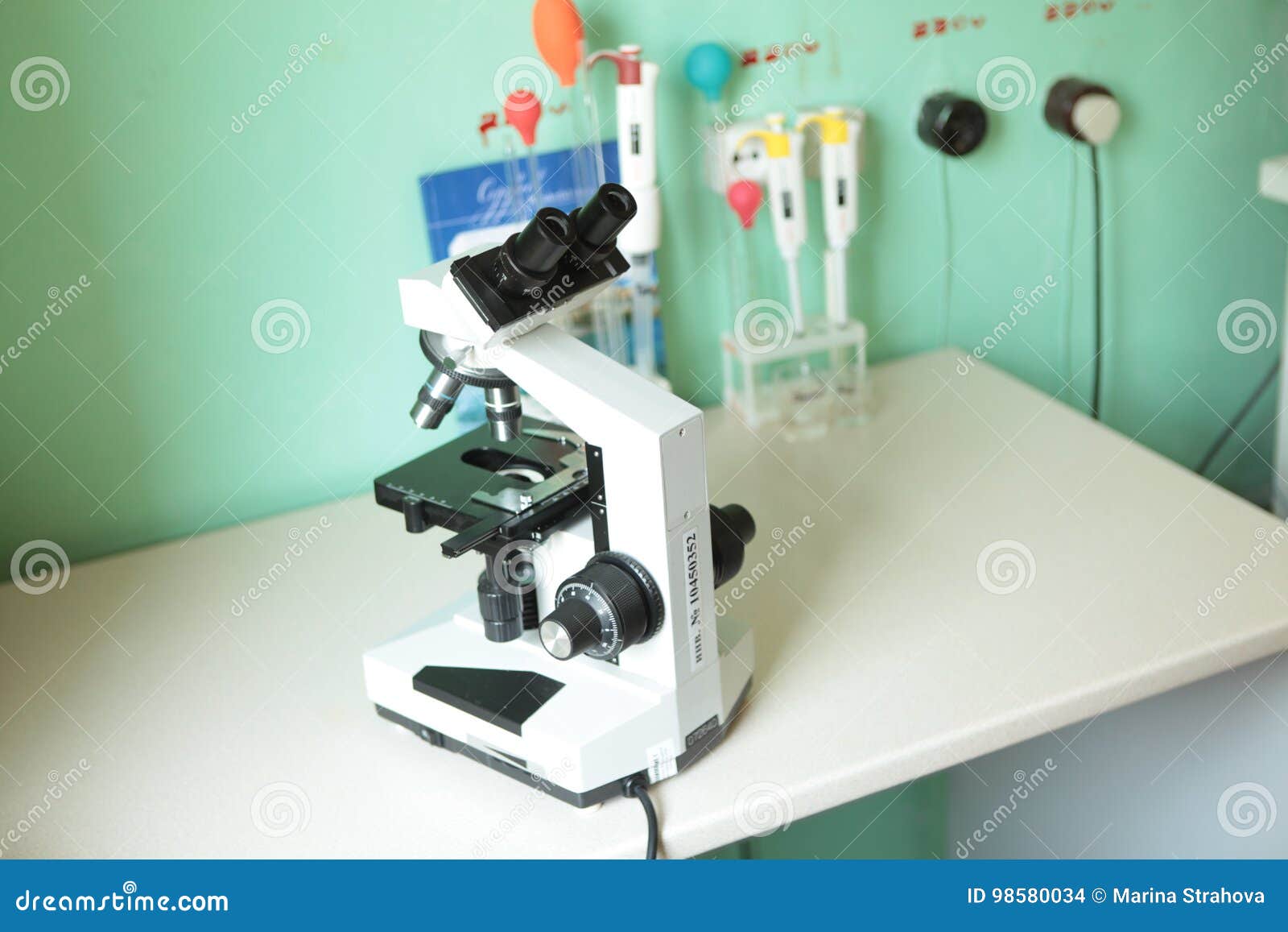 Medical Microscope and Test Tubes on the Lab Table . Stock Photo ...