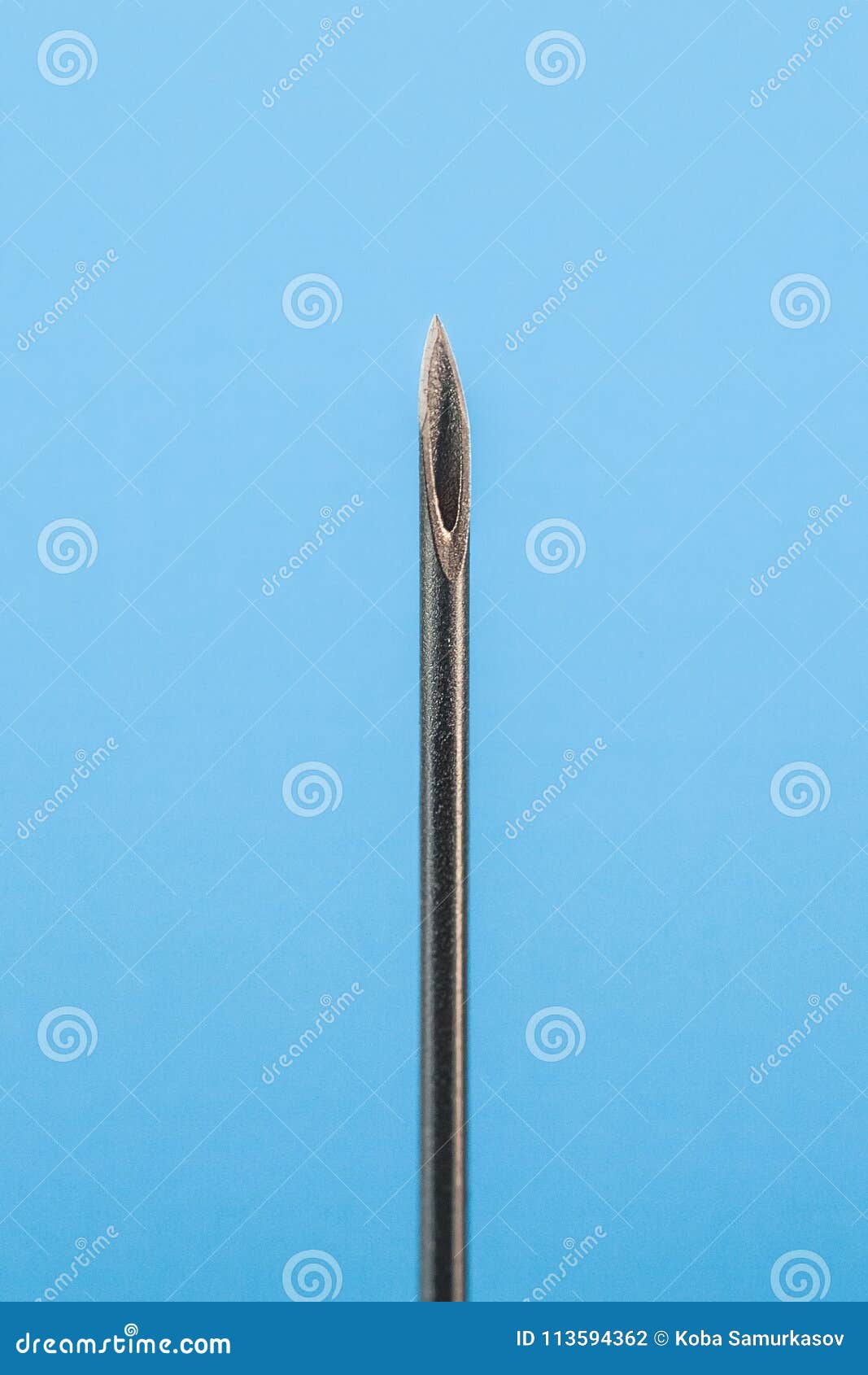 Medical Needle, on Blue Background. Object Stock Photo - Image of ...