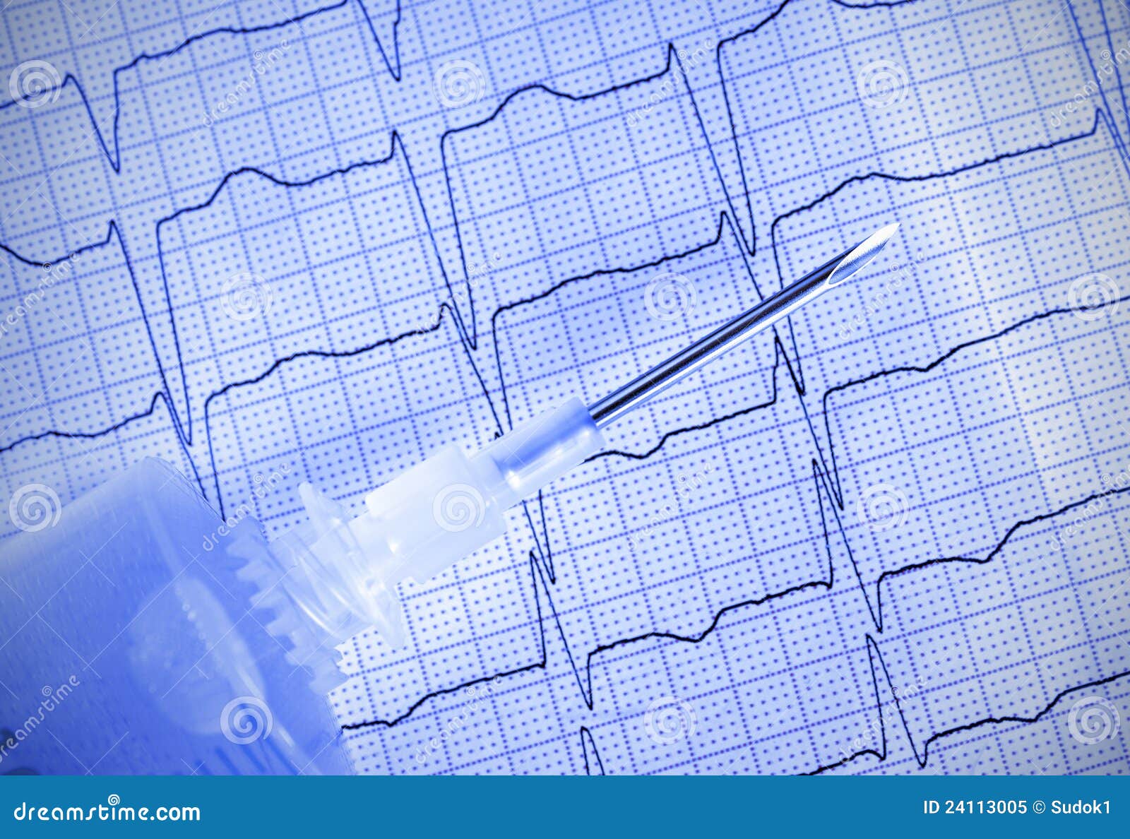 Medical Needle with Syringe on ECG Stock Image - Image of injection ...