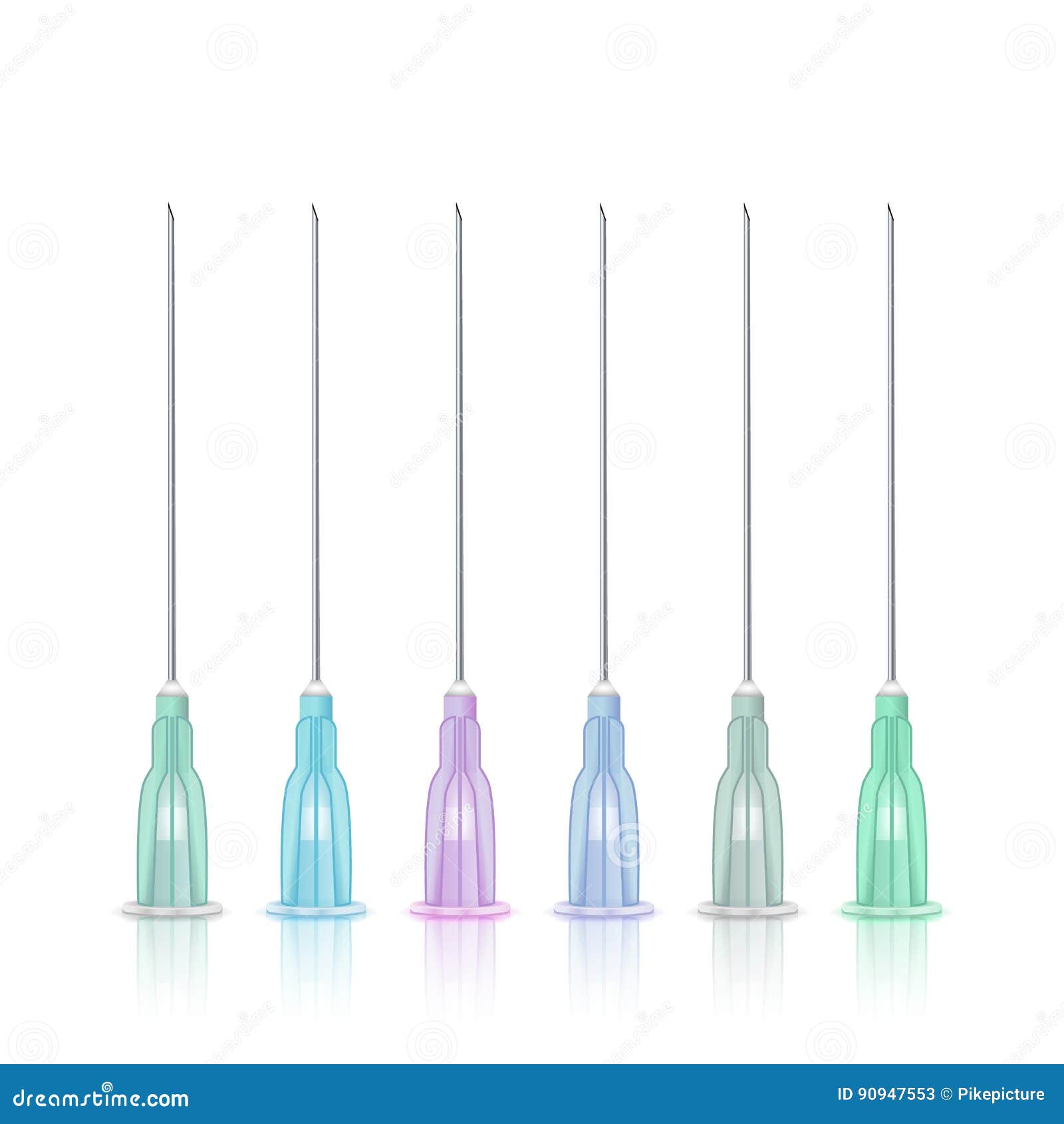 Medical Needlie for Injection. Set Isolated on White Background Stock ...