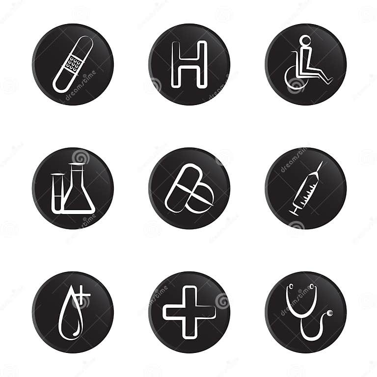 Medical object icon set stock vector. Illustration of sign - 10983560