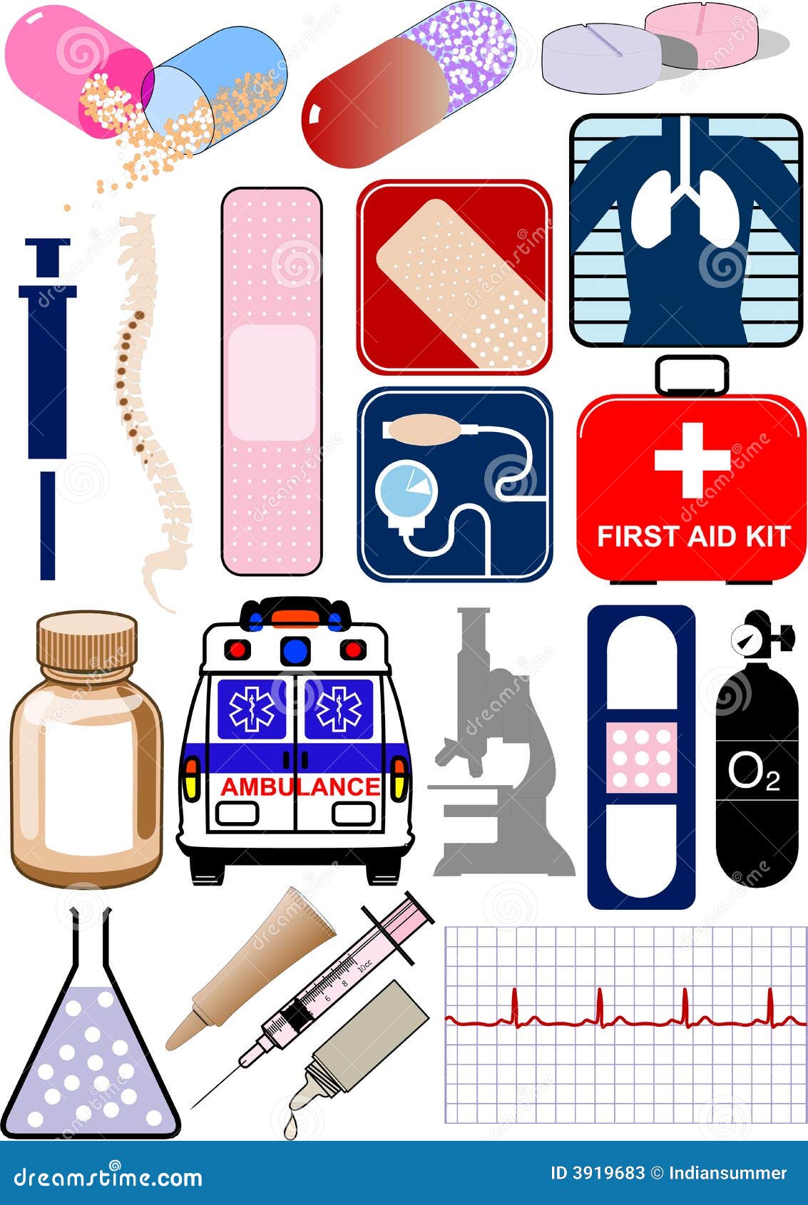 Medical Objects, Icons and Logos Stock Vector - Illustration of medical ...