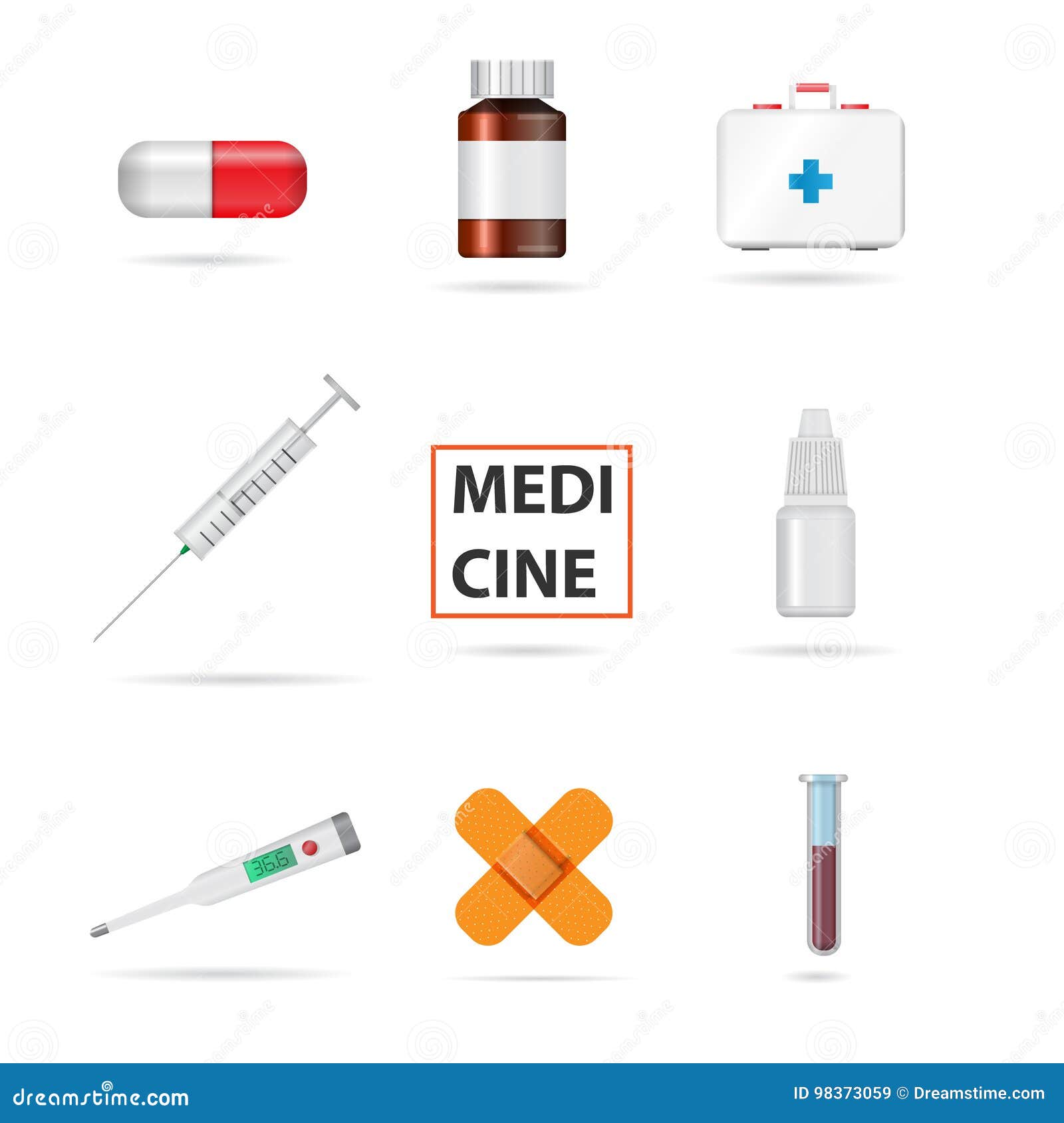 Medical Objects Set. Vector Illustration. Stock Vector - Illustration ...