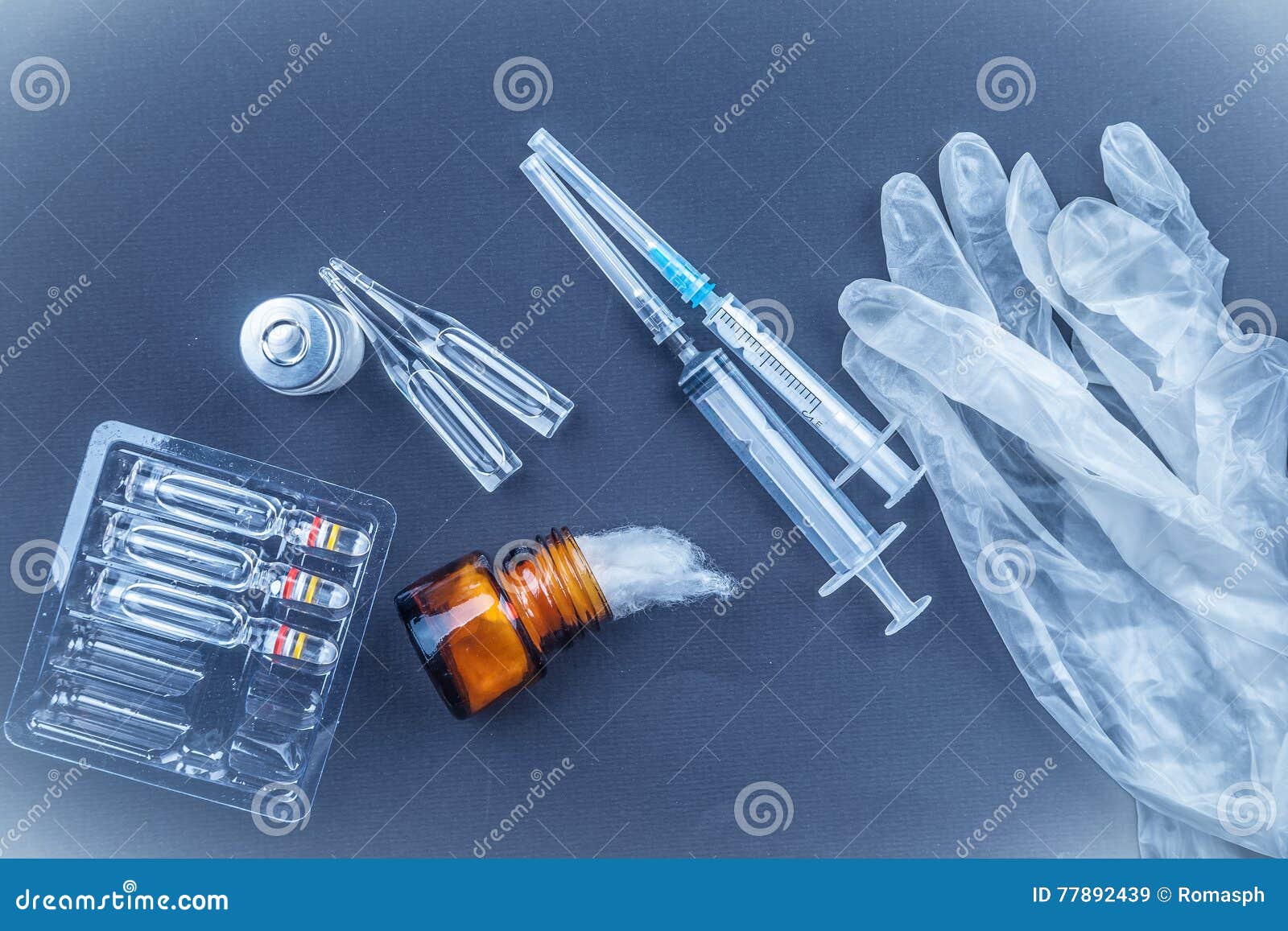 Medical Objects Still Life Seen from Above. Stock Image - Image of ...