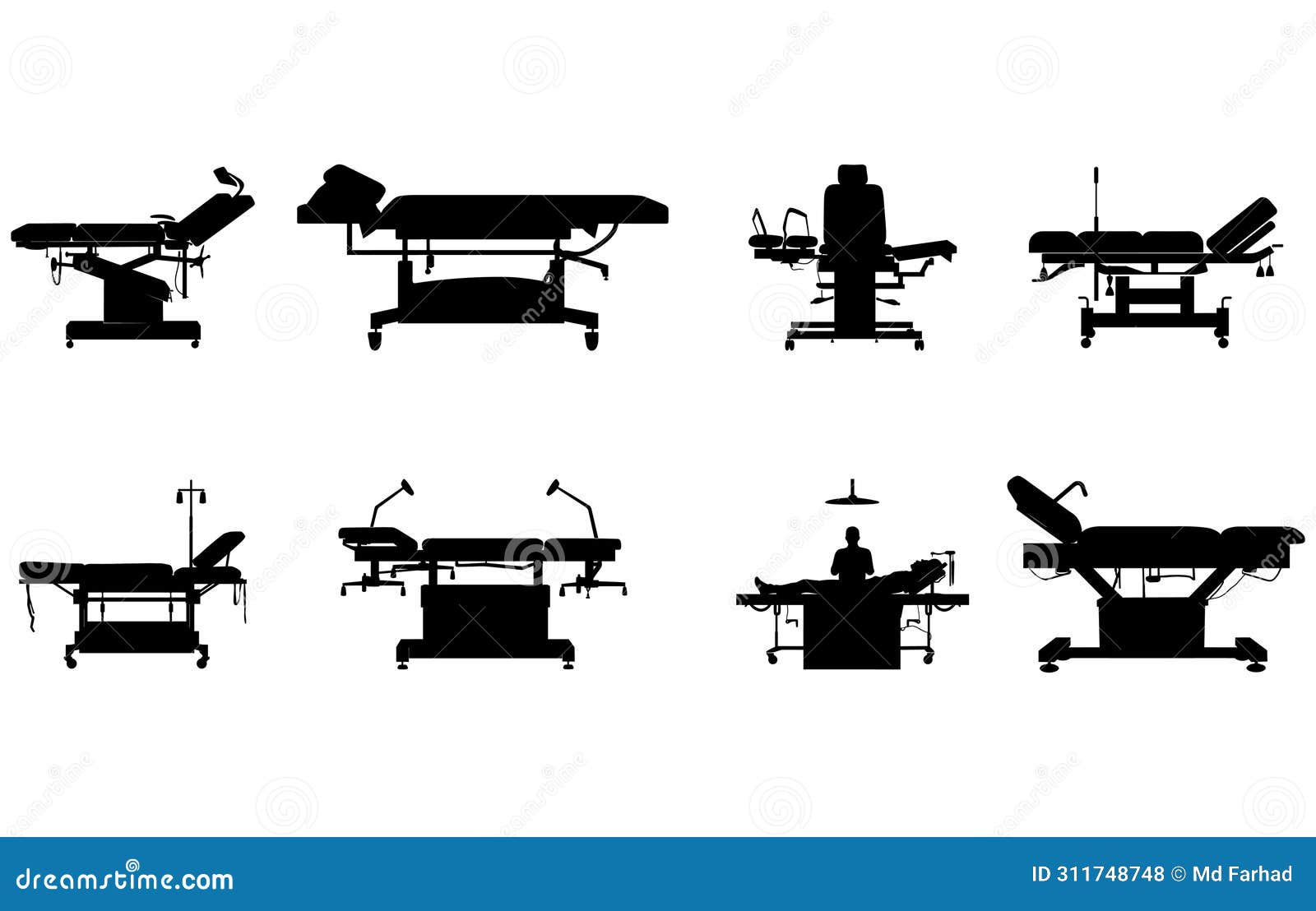 Medical Operating Table Silhouette , Operating Table Glyph Icon Vector ...