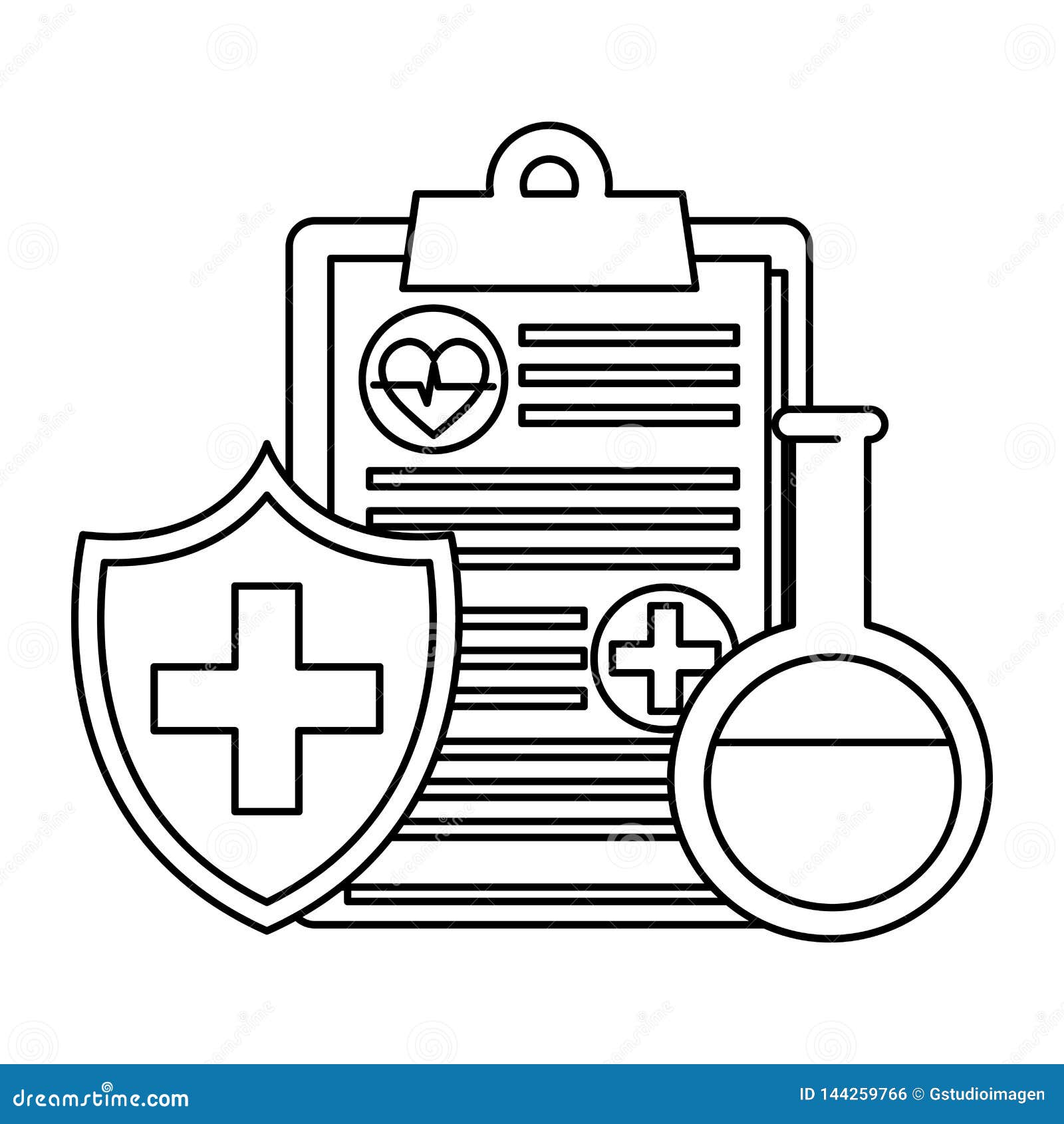 Medical Order with Shield and Tube Test Stock Vector - Illustration of ...