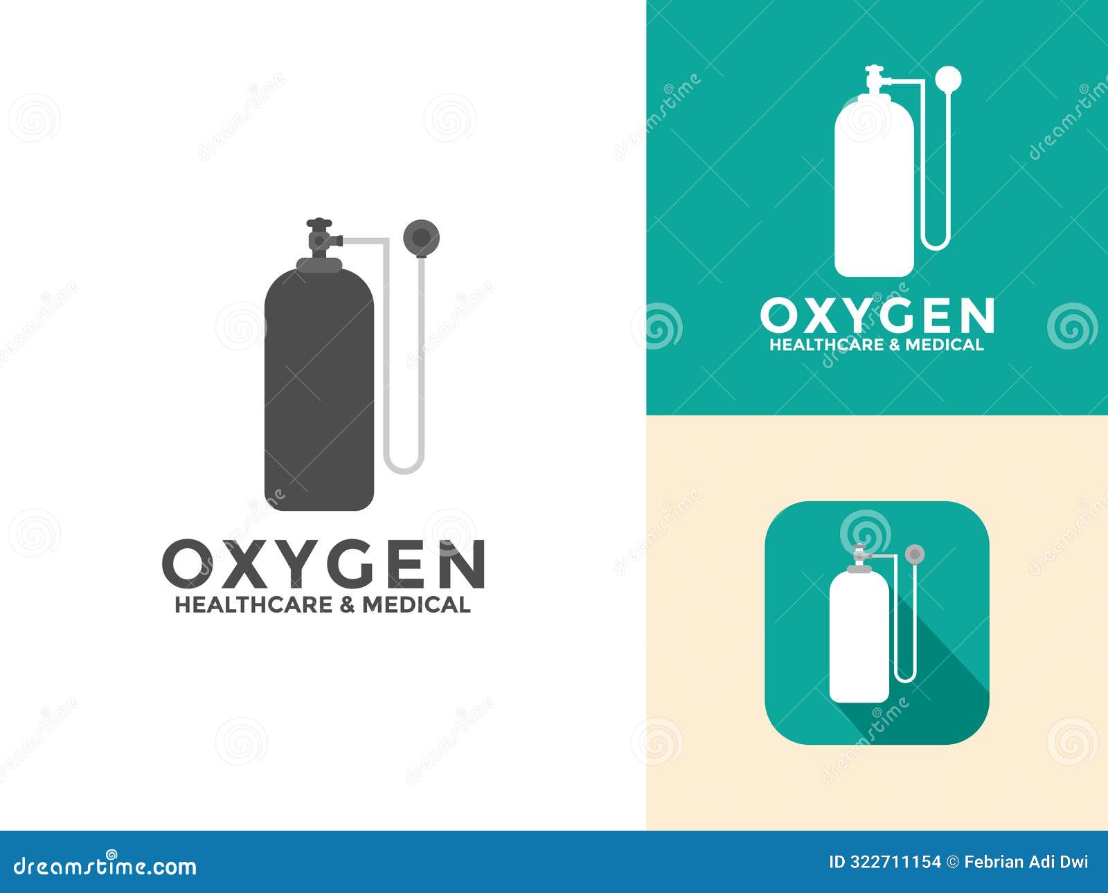 Medical Oxygen Cylinder Logo Vector Icon, Set Vector Illustration of ...