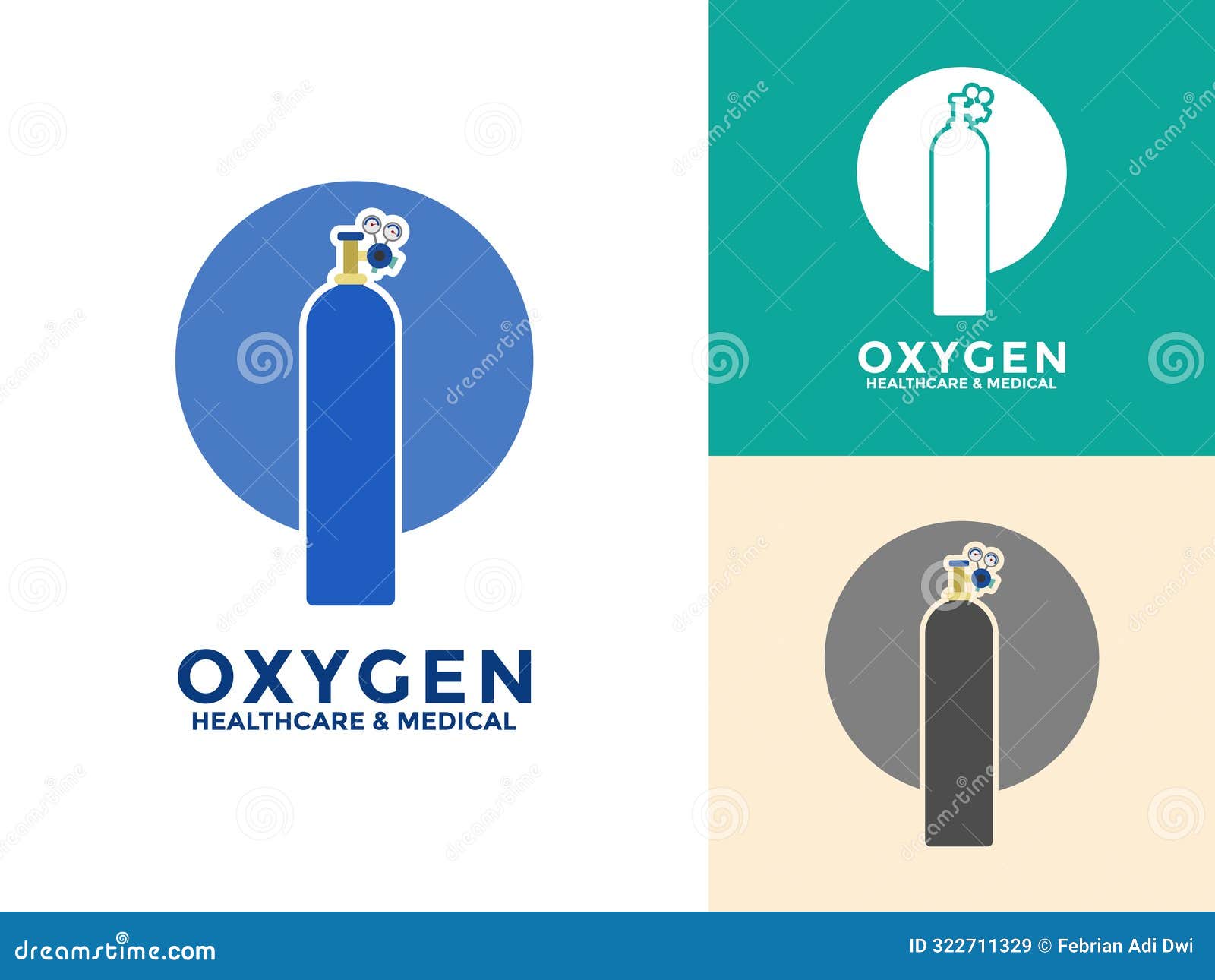 Medical Oxygen Cylinder Logo Vector Icon, Set Vector Illustration of ...