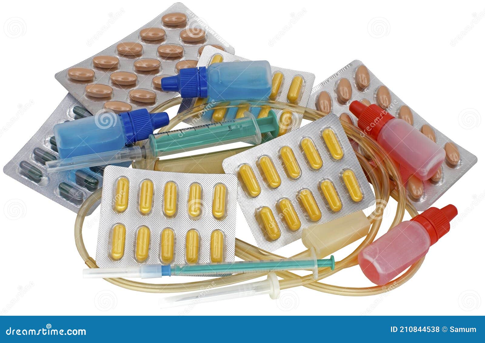 Medical Pack of Pills and Syringe on White Stock Photo - Image of ...