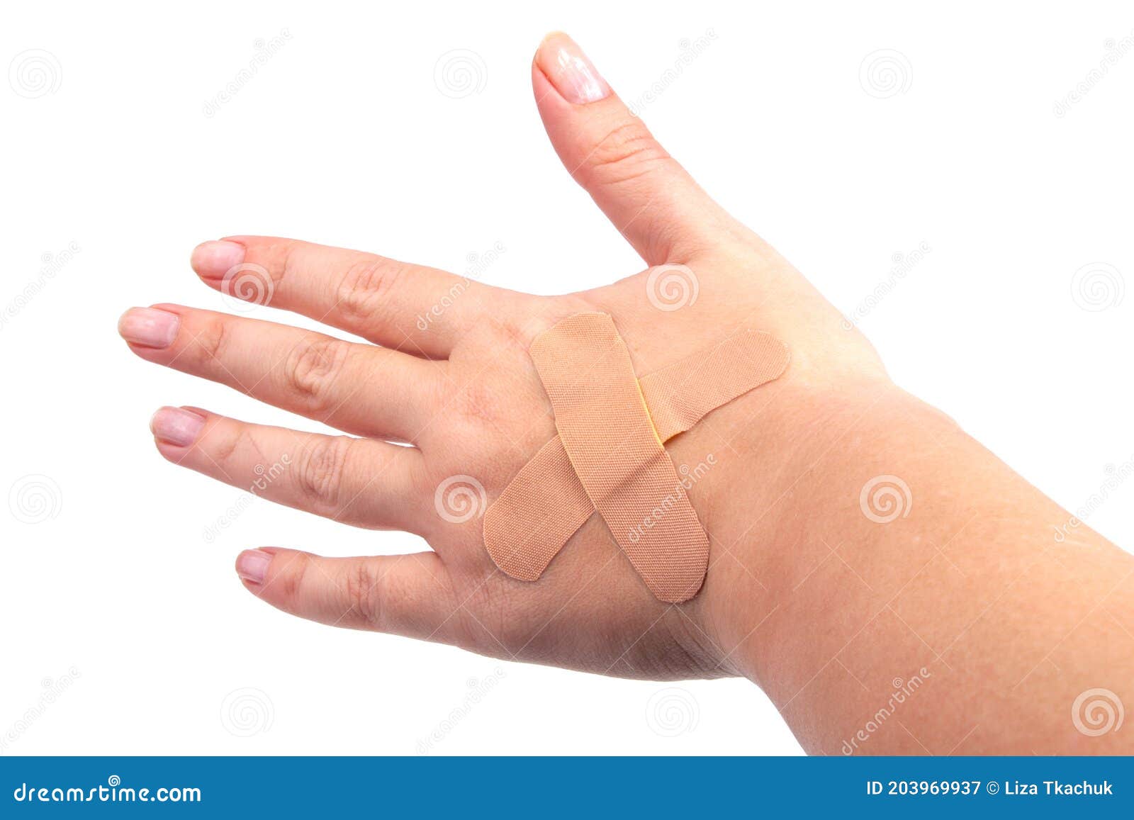 Medical Patch Plaster on Hand Isolated on the White Stock Image - Image ...
