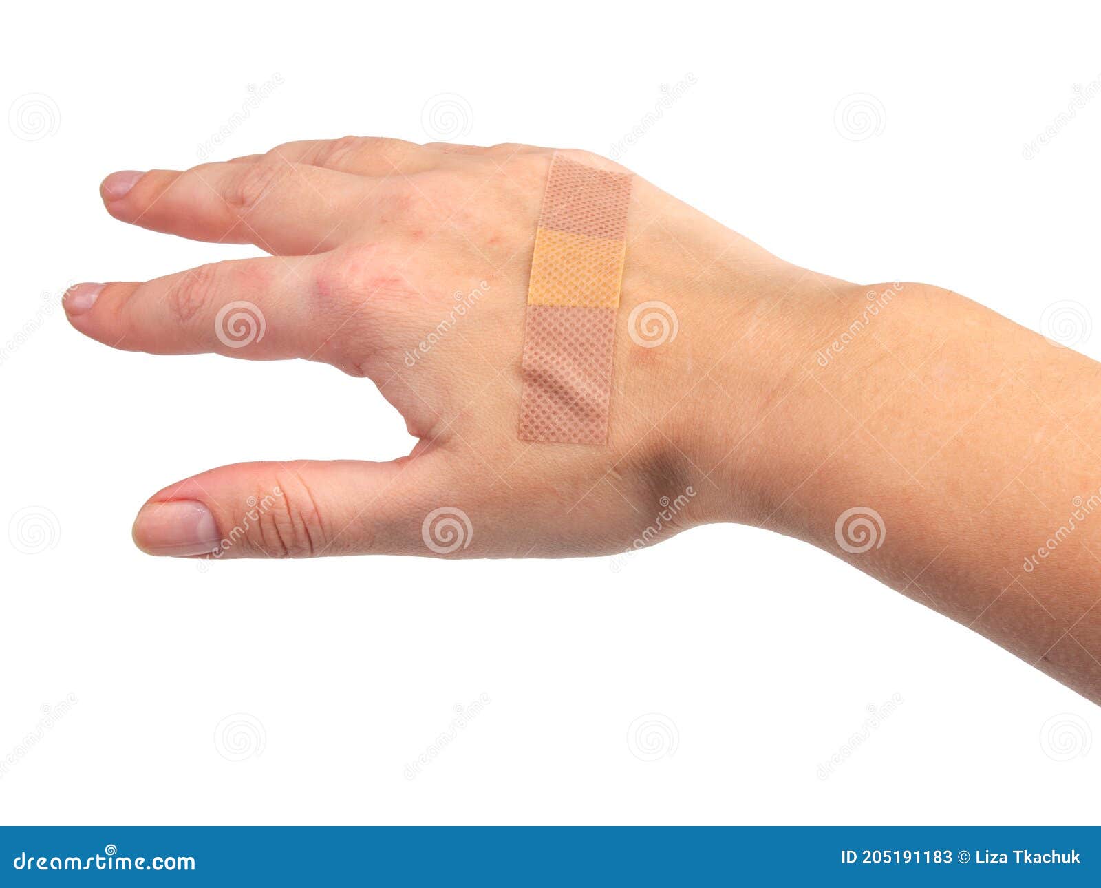 Medical Patch Plaster on Hand Isolated on the White Stock Image - Image ...
