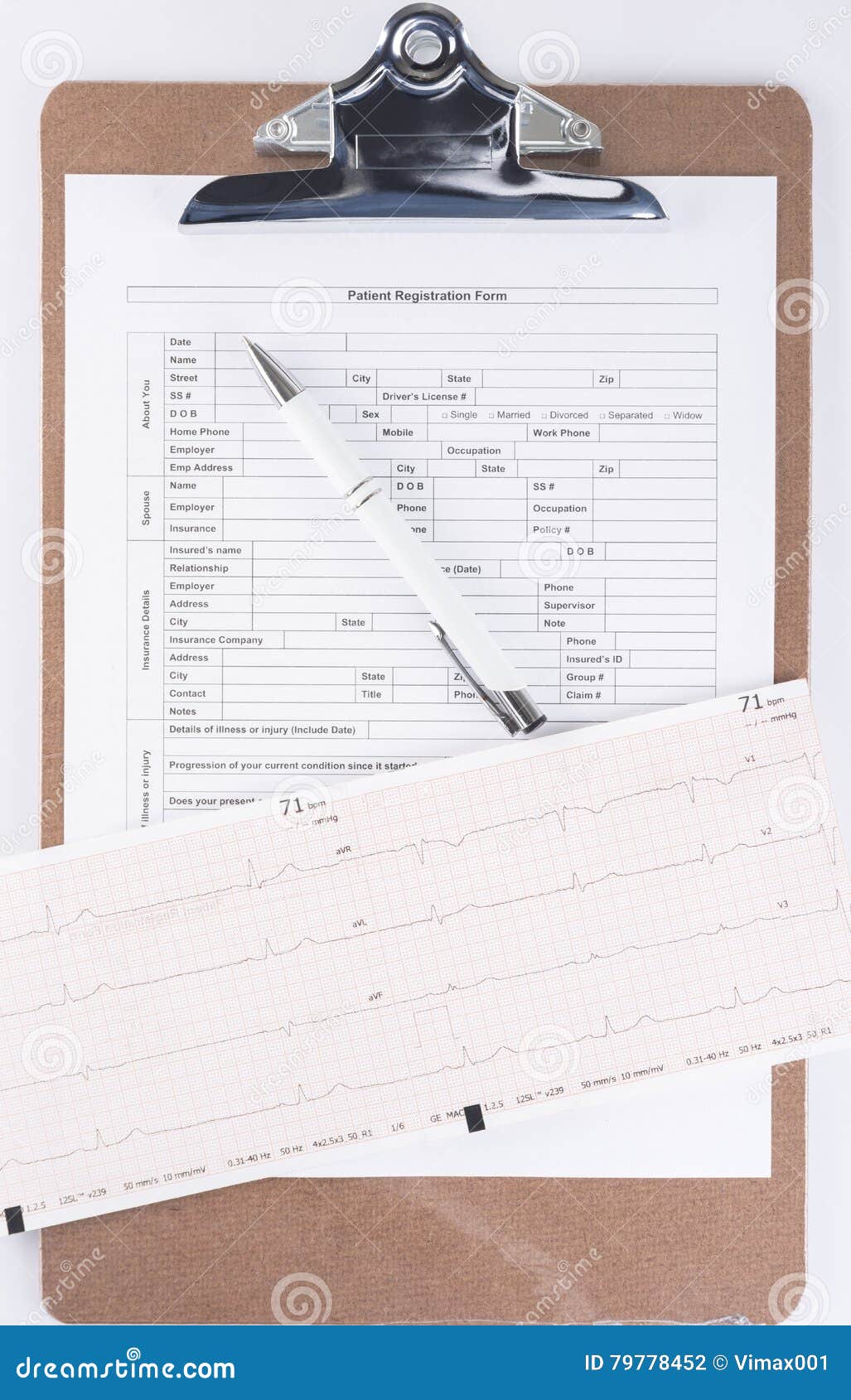 Medical Patient Form with Pen and Cardiogram Stock Photo - Image of ...