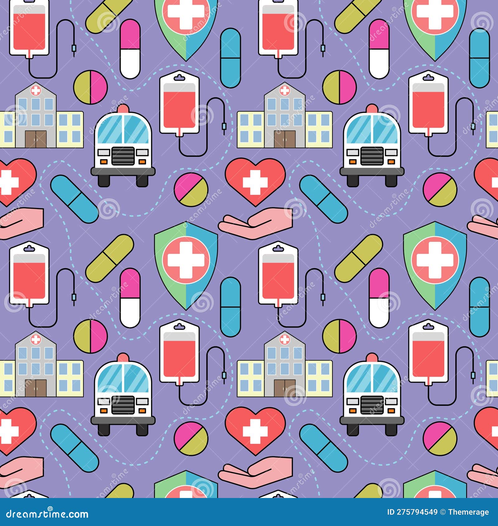 Medical Pattern with Flat Color Elements in Vector Stock Vector ...