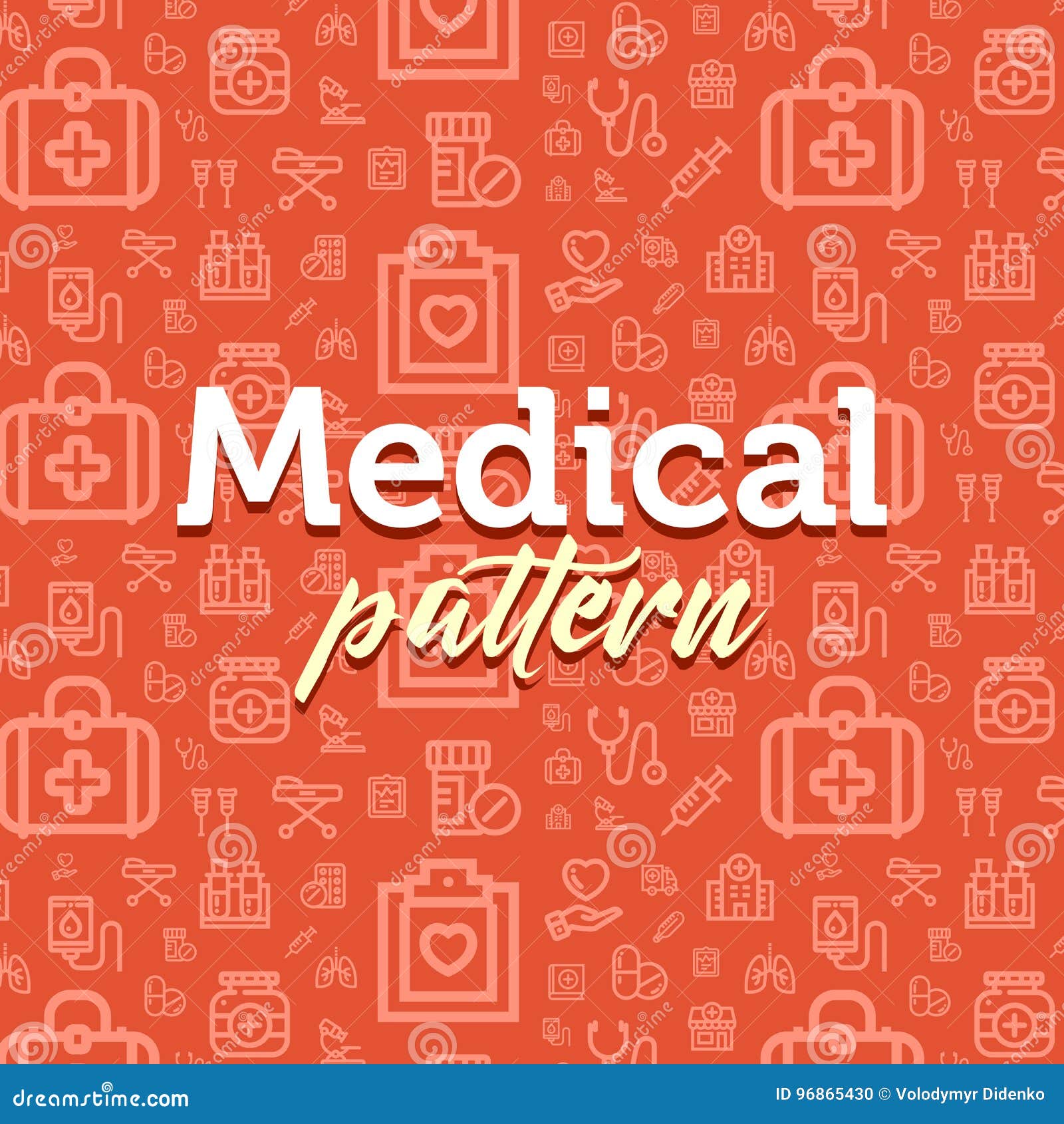 Medical Pattern Illustration with Vector Outline Simple Flat Icons on ...