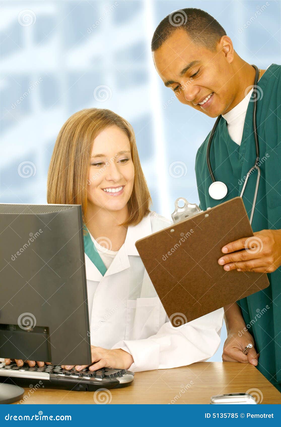 Medical People Checking Report Stock Image - Image of caucasian, health ...
