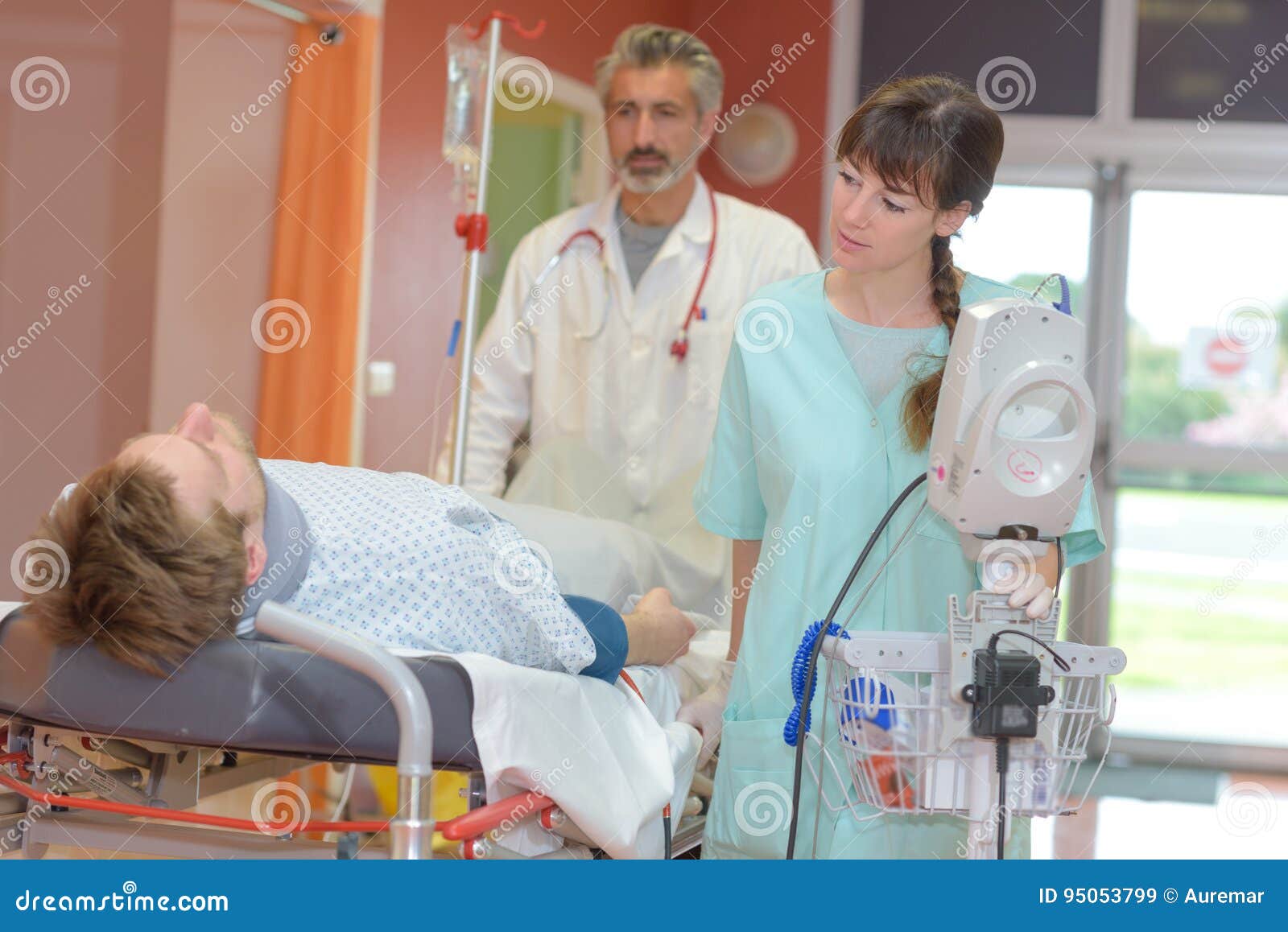 Medical People Transporting Patient To Surgery Stock Image - Image of ...