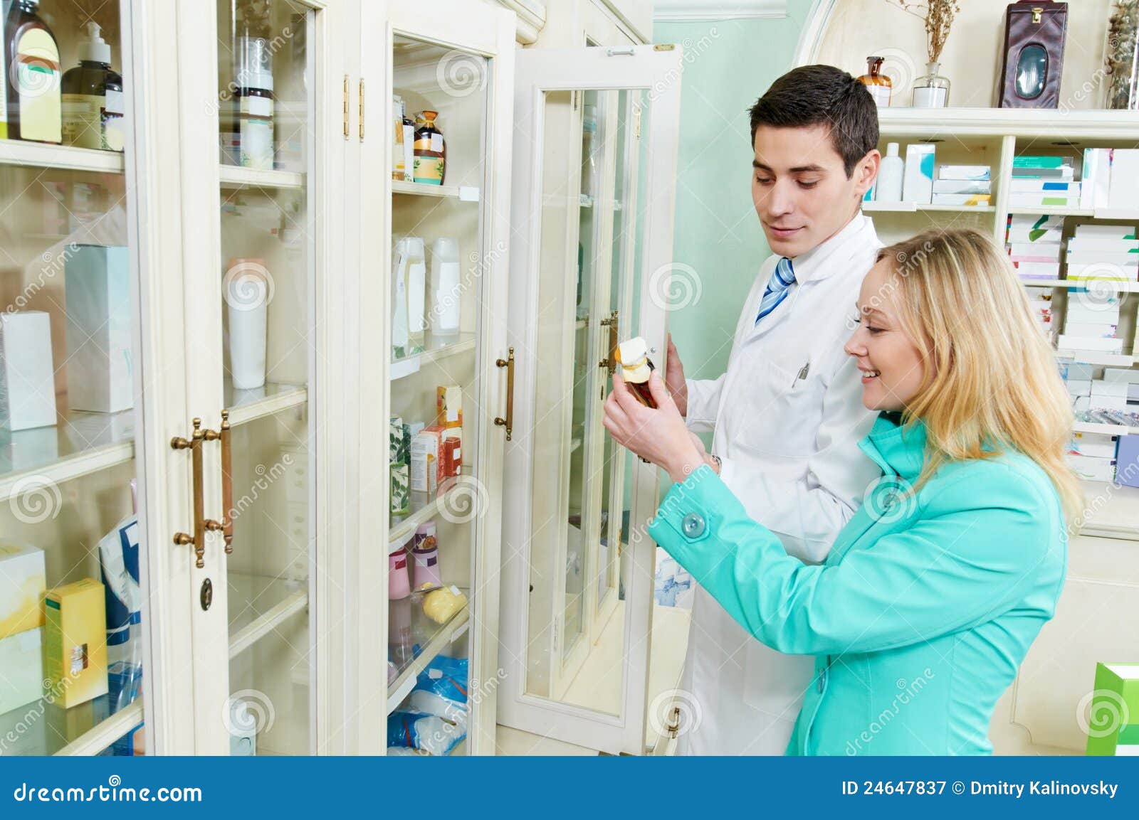 Medical Pharmacy Drug Purchase Stock Image - Image of happy, assistant ...
