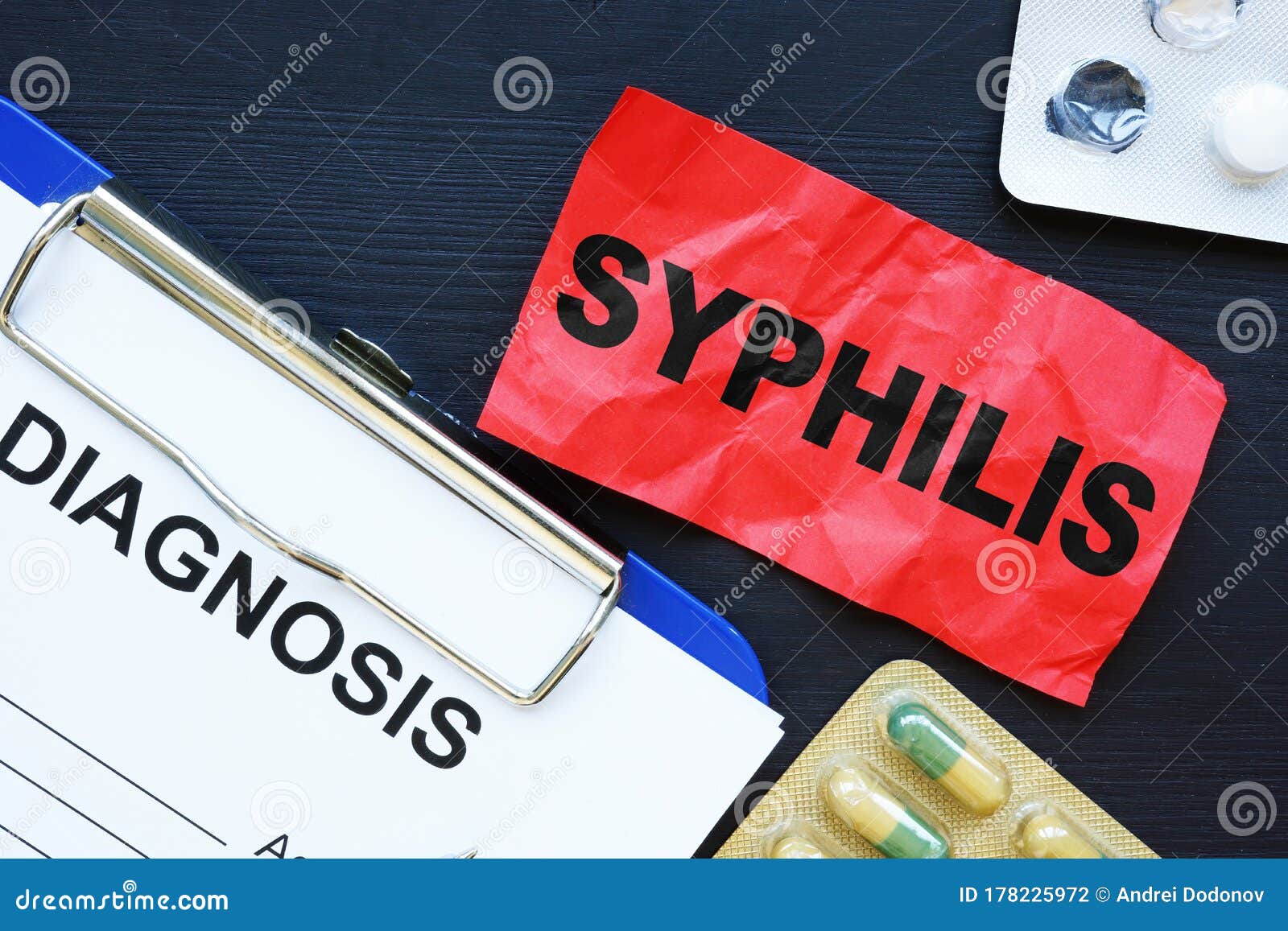 Medical Photo Shows Printed Text Syphilis Stock Photo - Image of ...