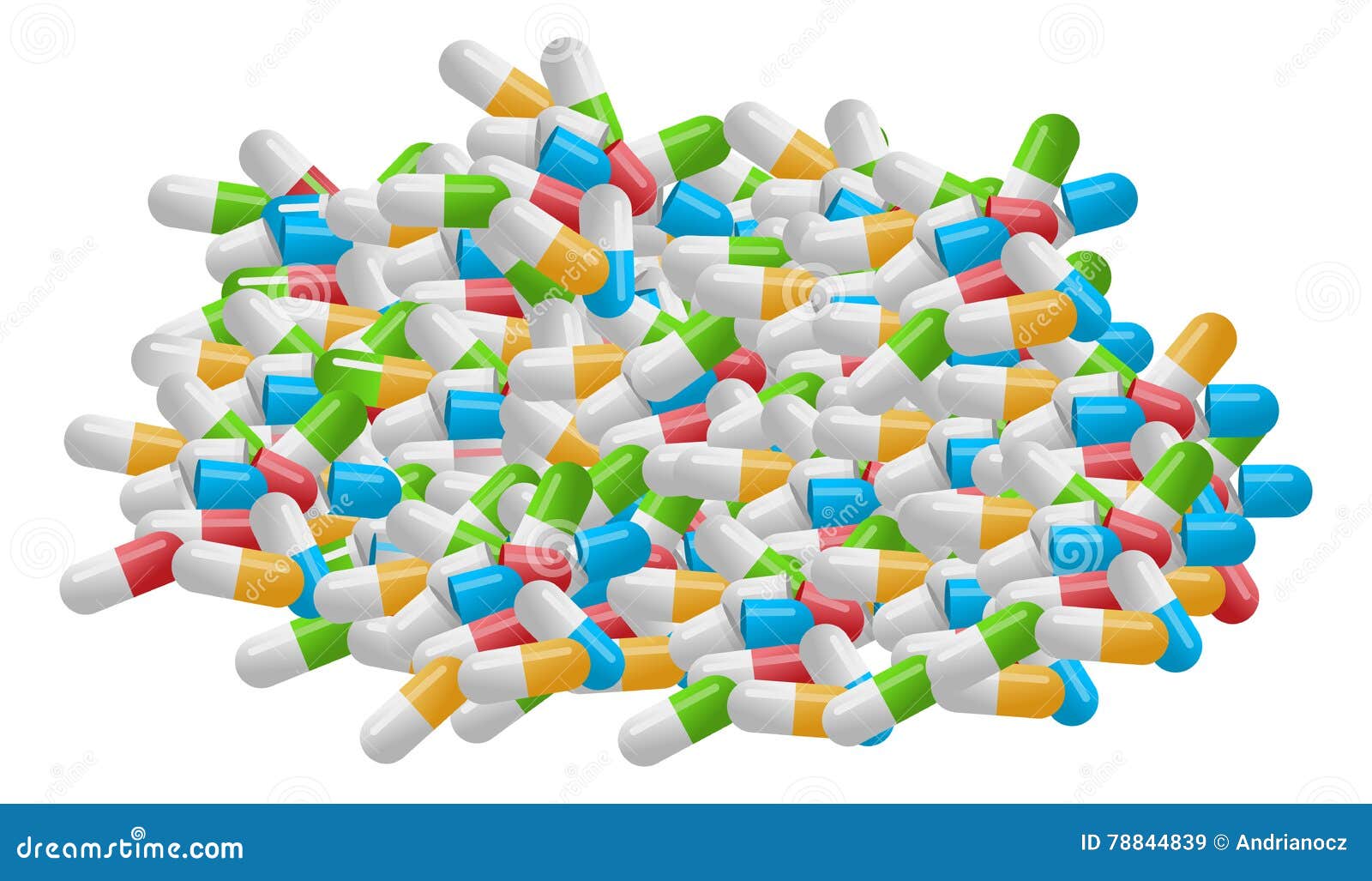 Pile Of Pills Coming Out From A Pill Bottle In Color Fantasy With ...