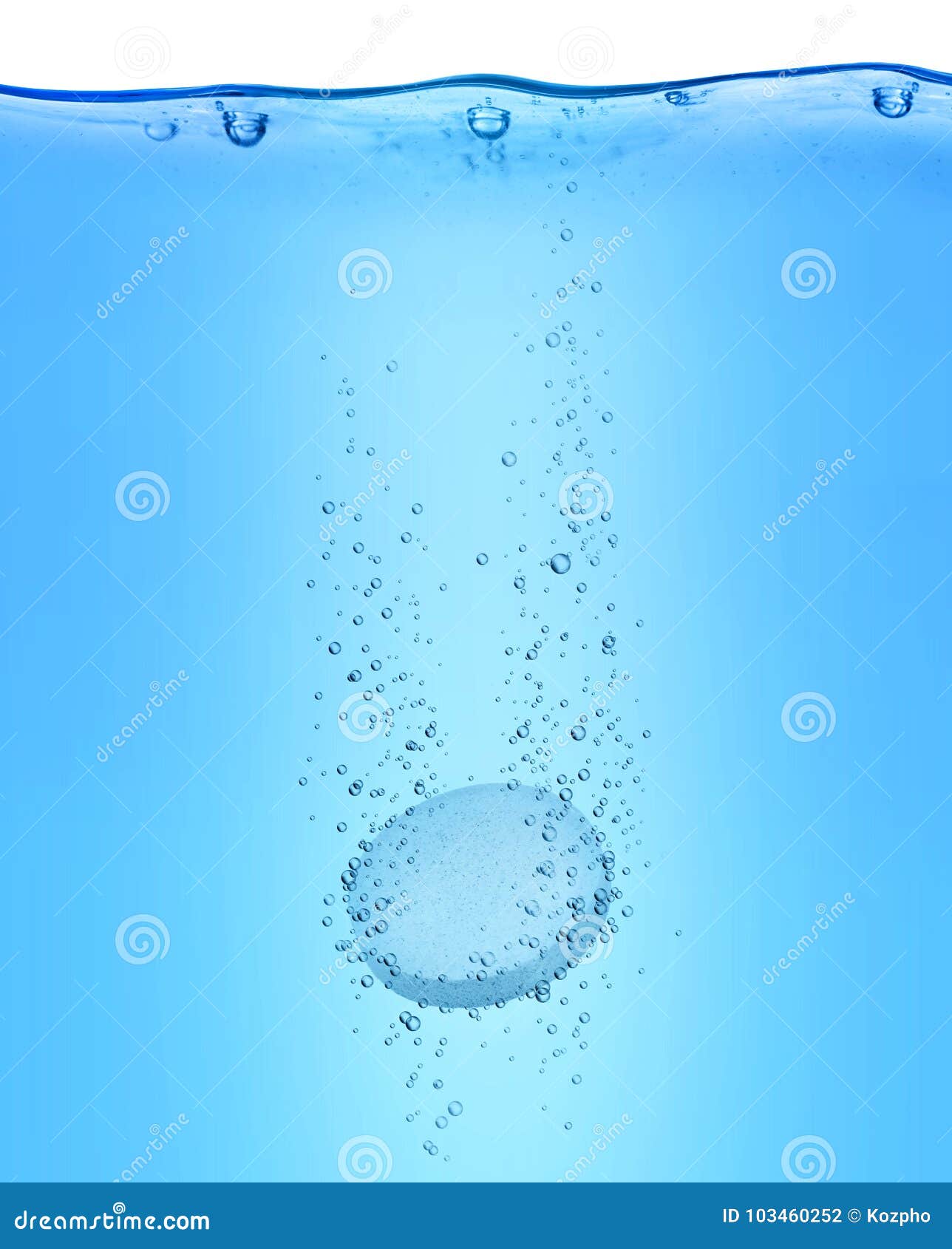 Medical Pill Dissolves in Blue Water Stock Photo - Image of nutritional ...
