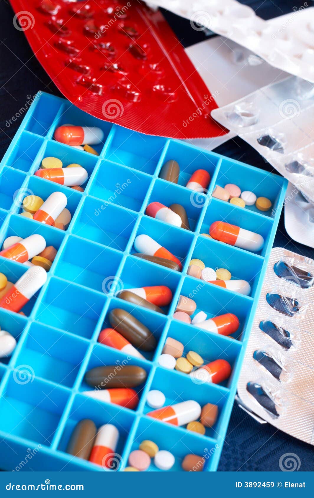 Medical pills in the box stock image. Image of healthy - 3892459