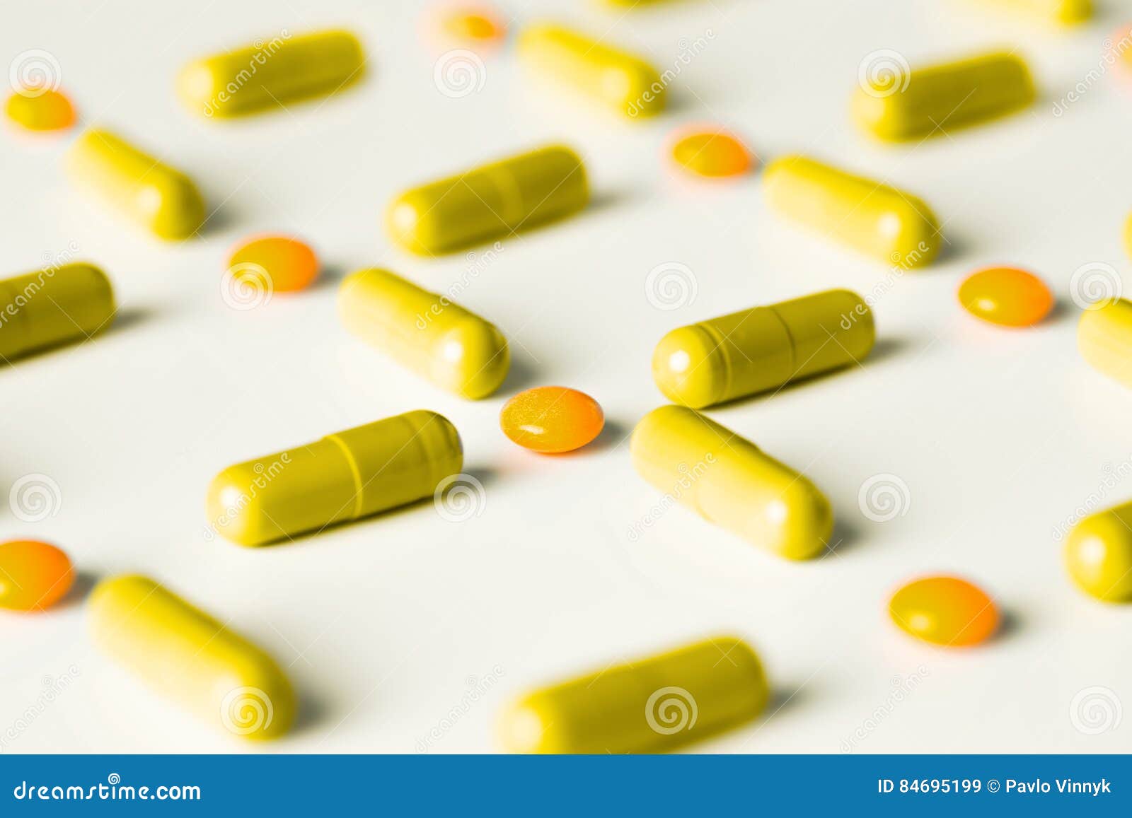 Medical Pills and Capsules Pattern on White Background. Flat Lay, Top ...