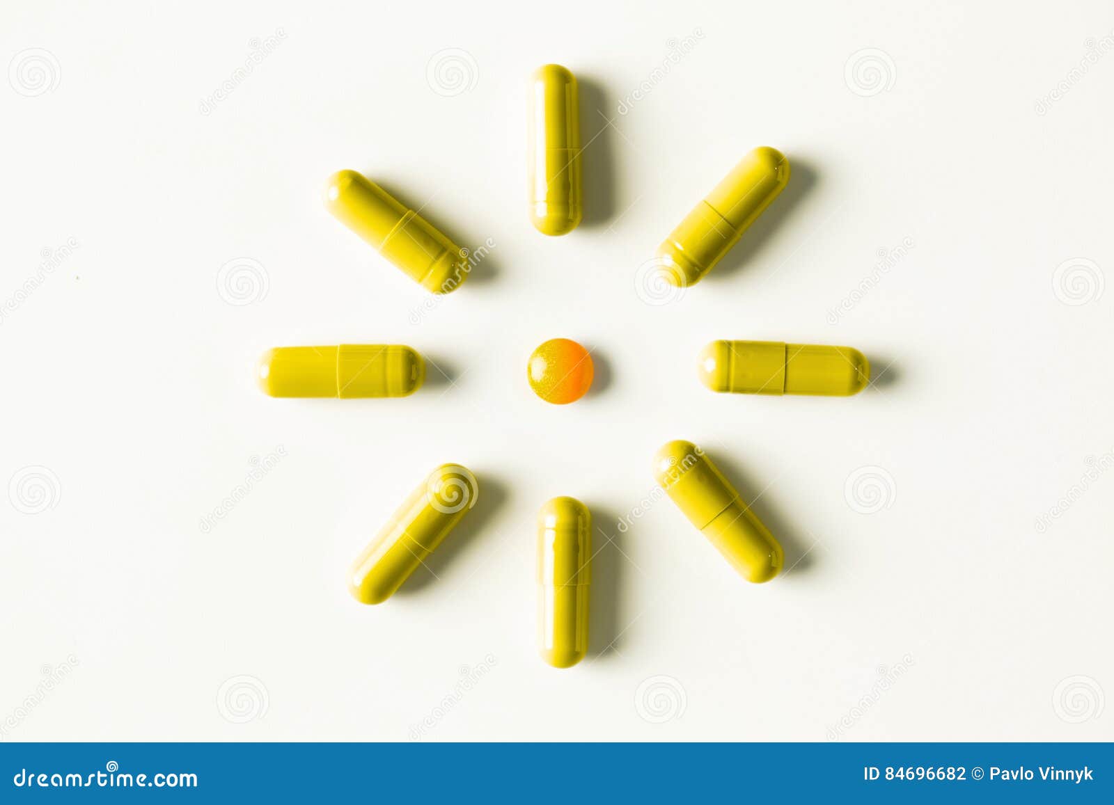 Medical Pills and Capsules Pattern on White Background. Flat Lay, Top ...