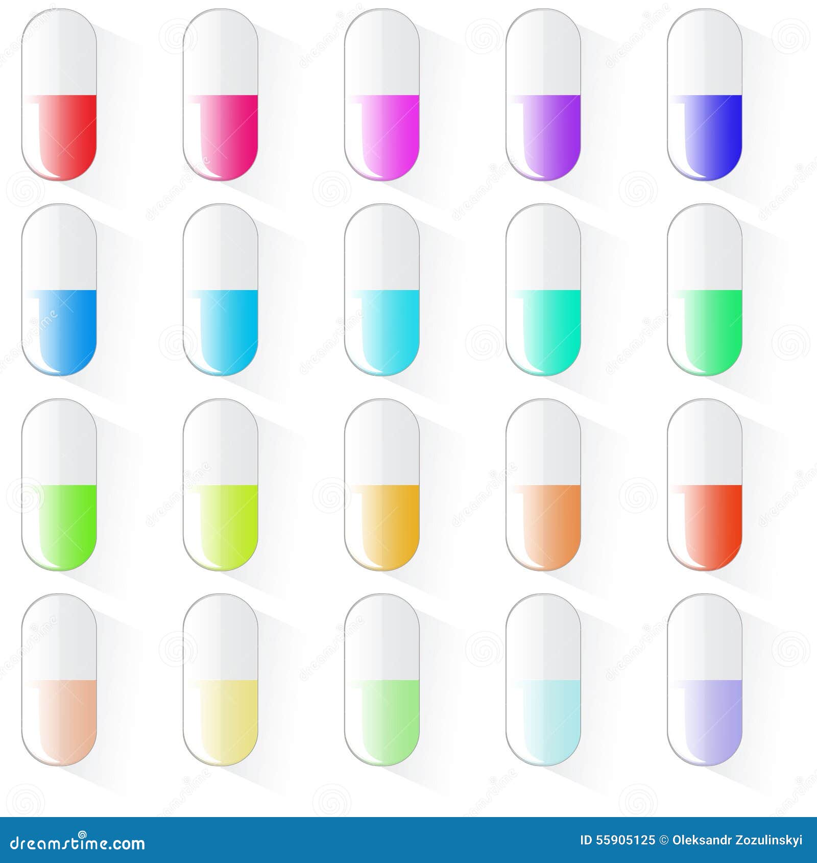 Medical Pills Set, Different Colors Vectors Stock Vector - Illustration ...