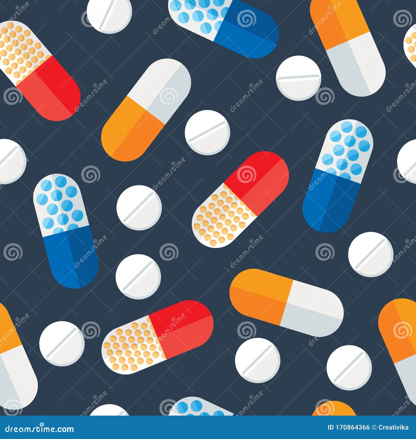 Pills Seamless Pattern stock vector. Illustration of cover - 170864366
