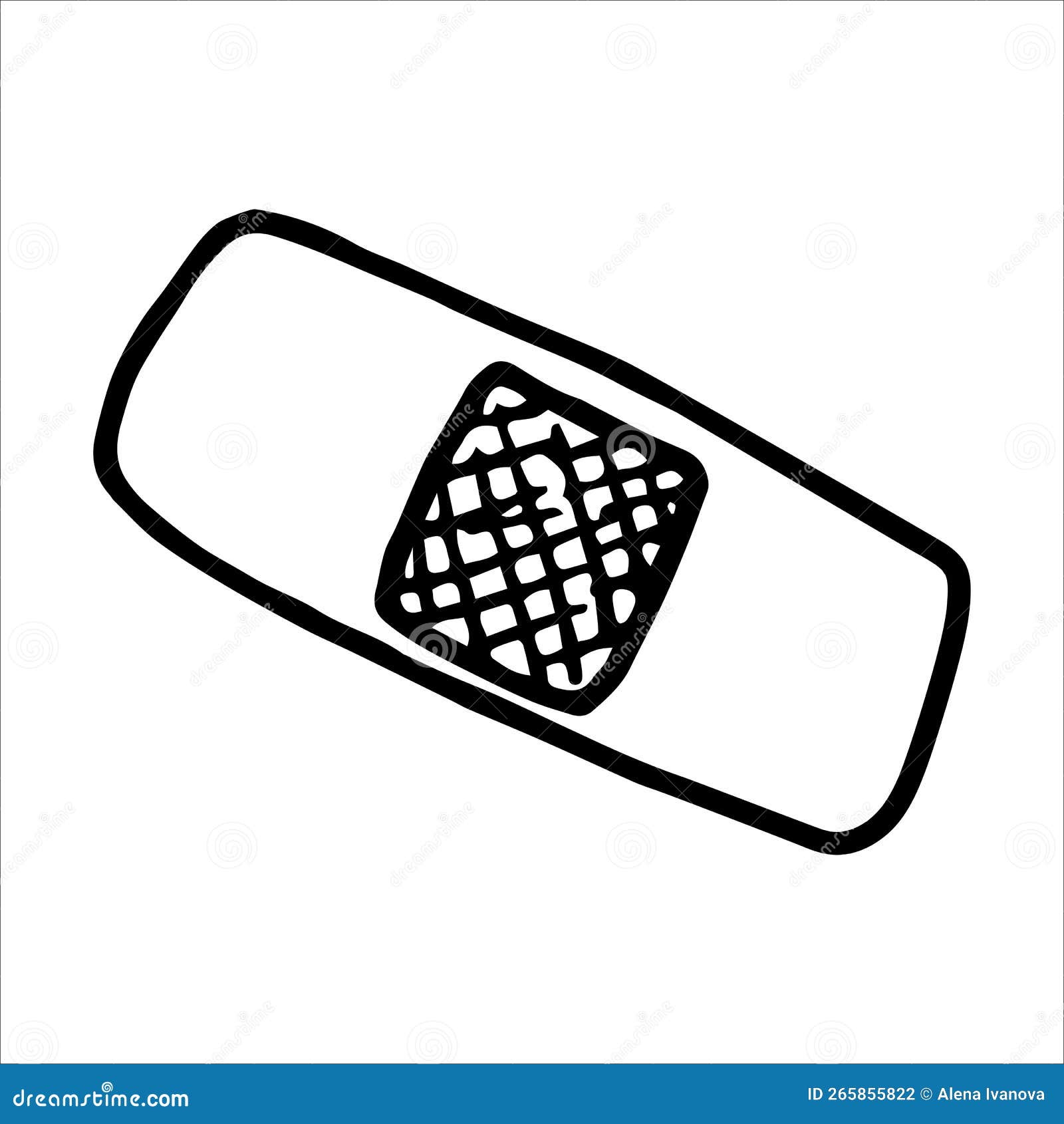 Medical Plaster Doodle Style Vector Illustration Isolated on White ...
