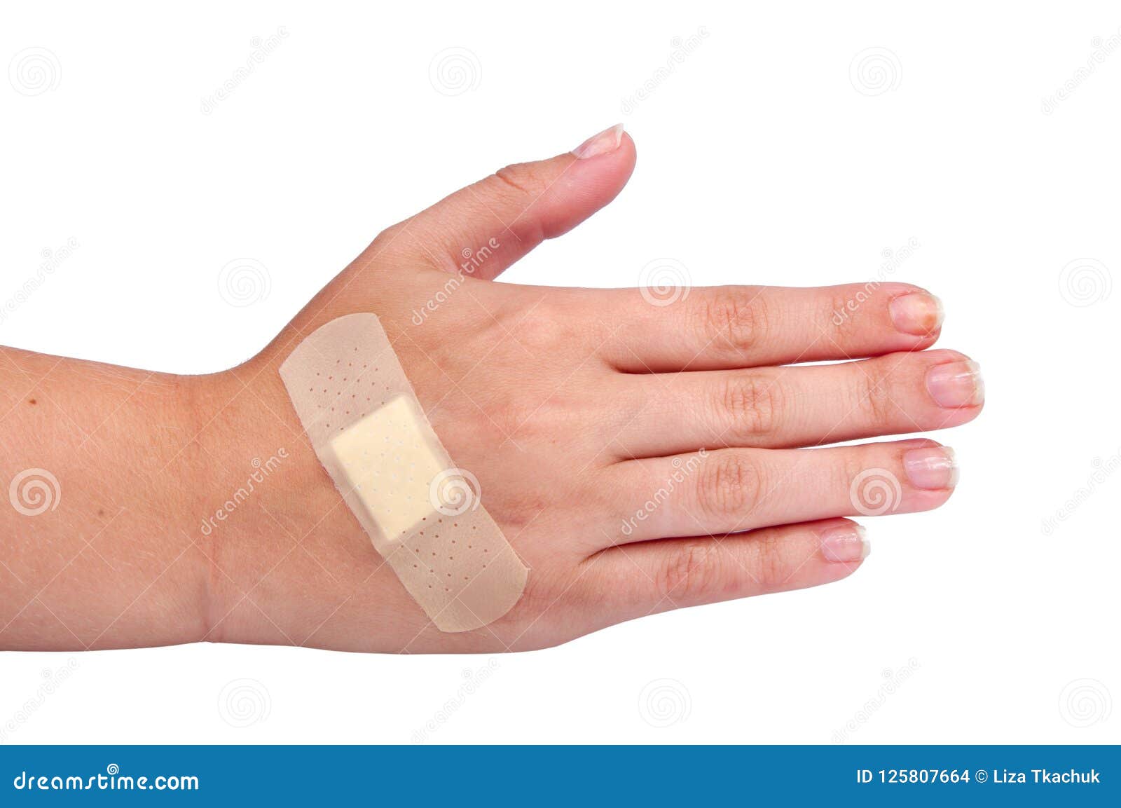 Medical Plaster or Patch on Hand Isolated Stock Photo - Image of hand ...