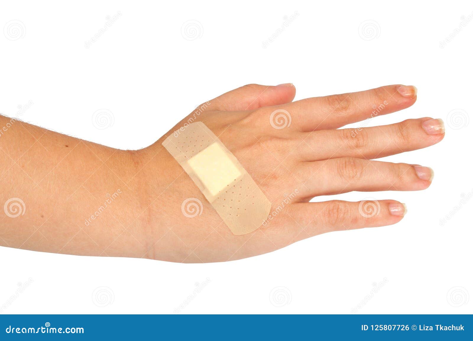 Medical Plaster or Patch on Hand Isolated Stock Photo - Image of ...
