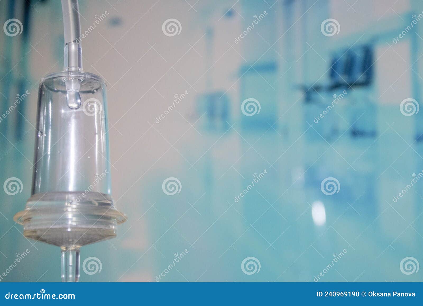 Medical Plastic Intravenous System. Selective Focus on Drip System with ...