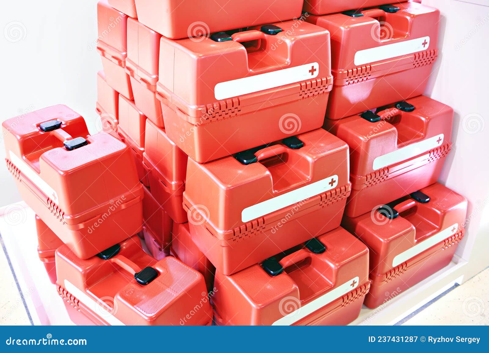 Medical Plastic Red Boxes for First Aid Kit Editorial Photography ...