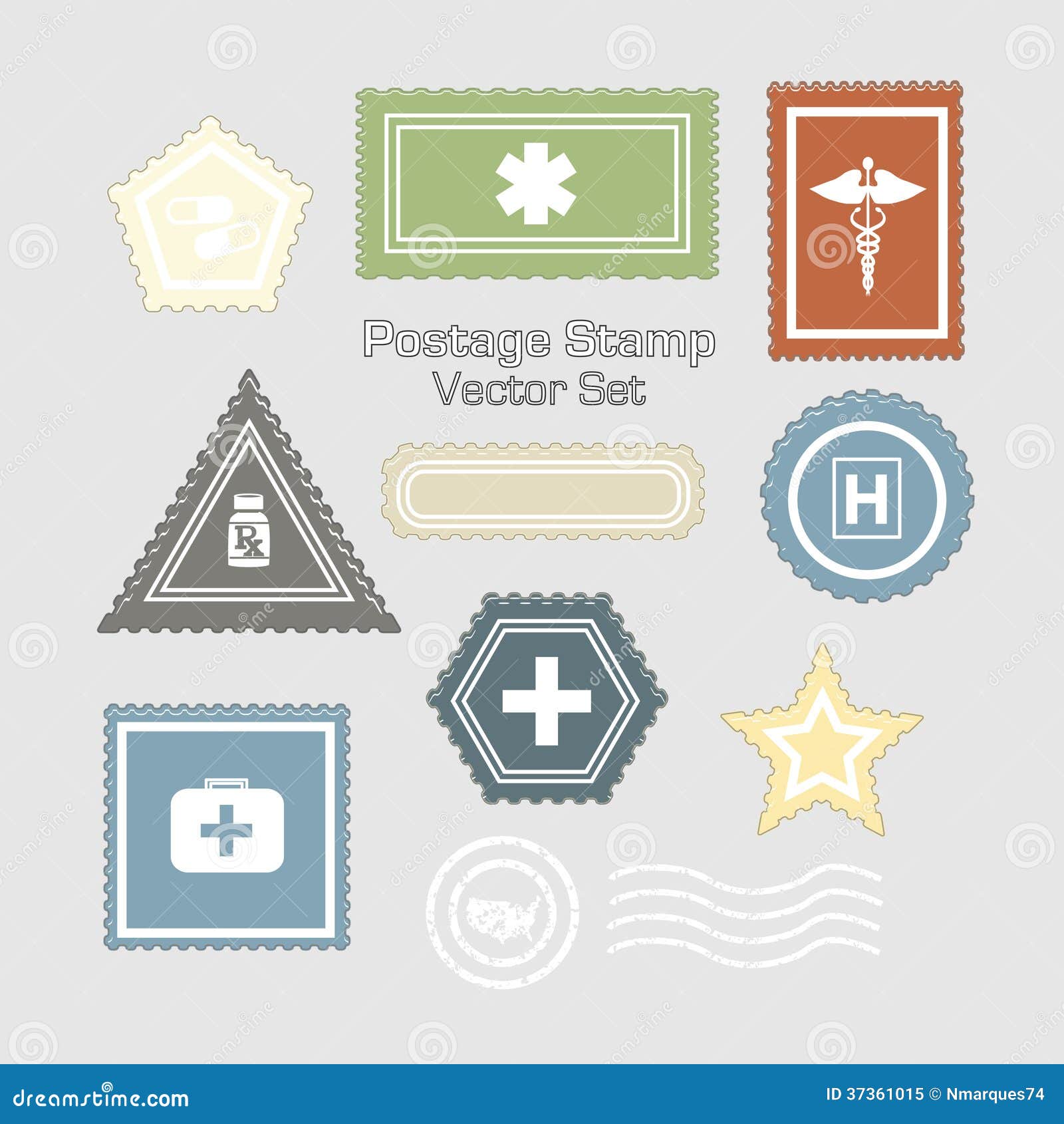 Medical Postage Stamps - Vector Set Stock Vector - Illustration of ...