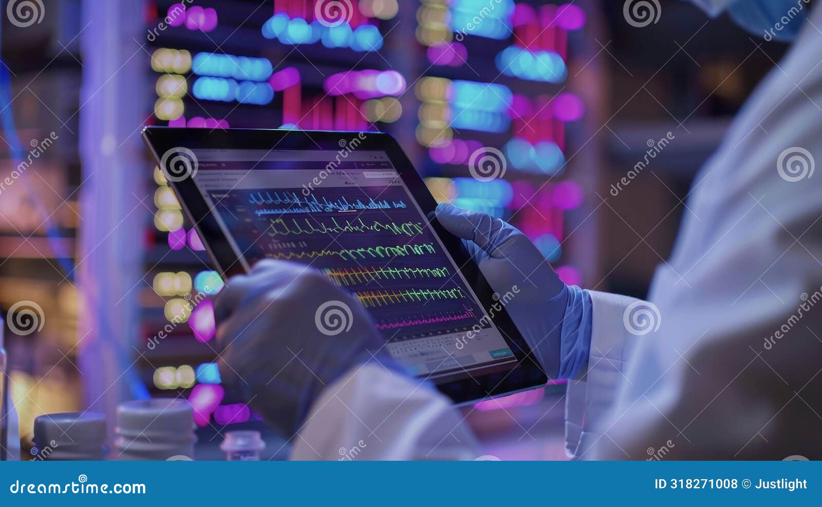 A Medical Professional Using a Touchscreen Tablet To Access and ...