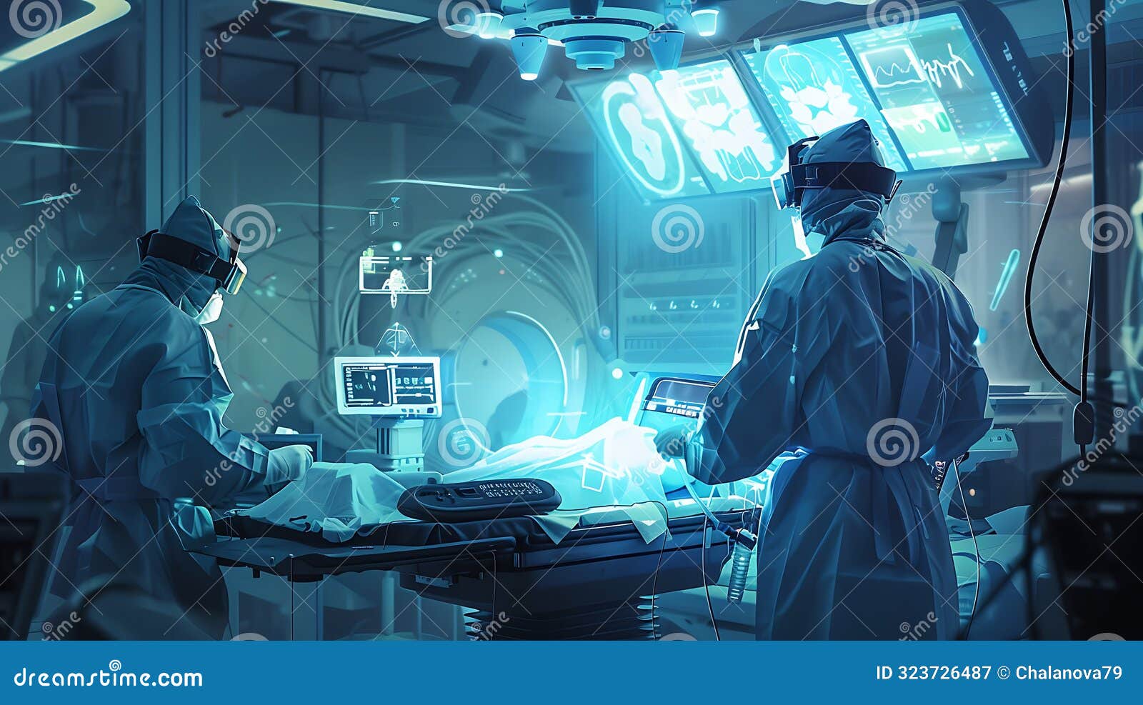 Medical Professionals in AR Headsets Work in Operating Room Using ...